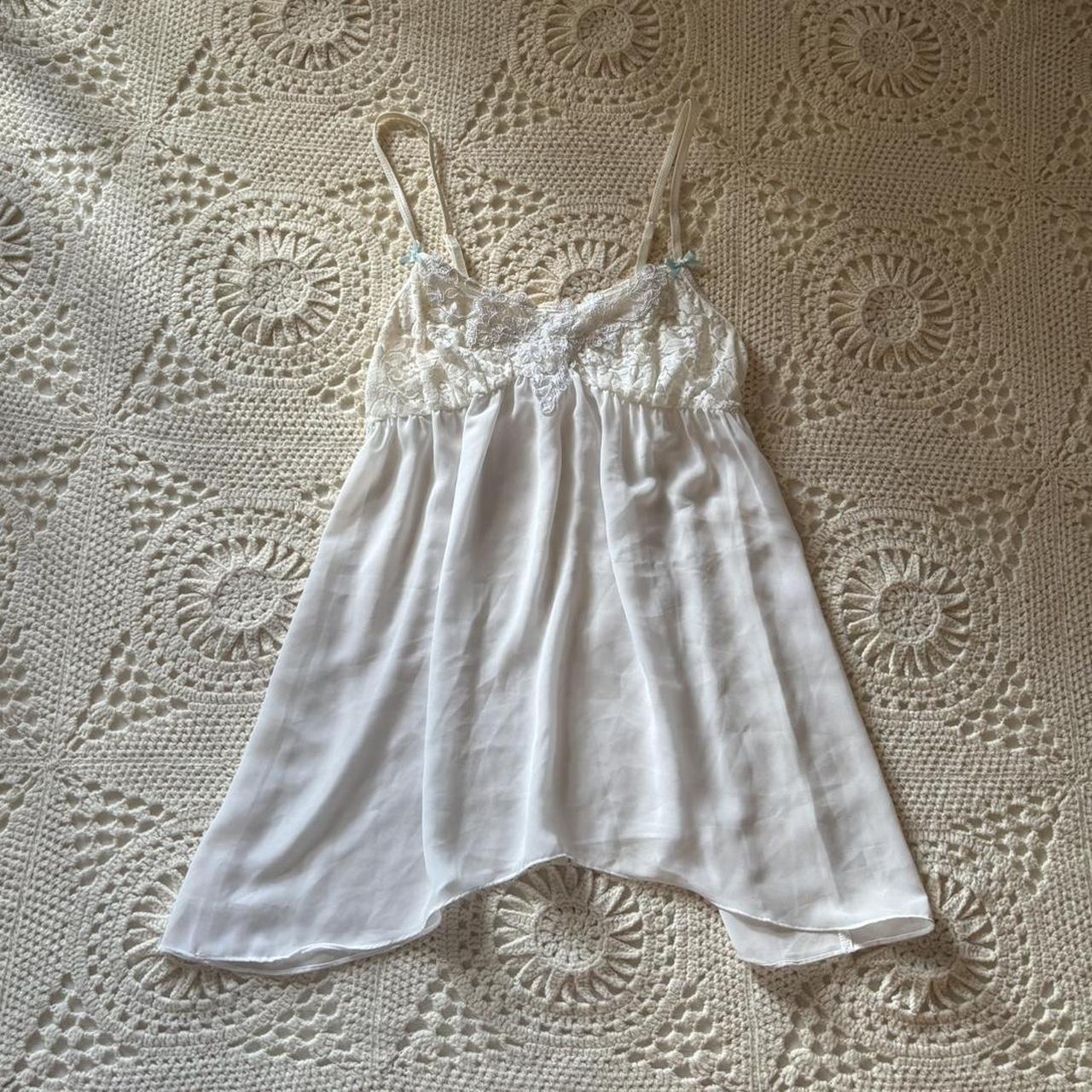 -Lovely dainty sheer slip dress with bow and floral... | Depop