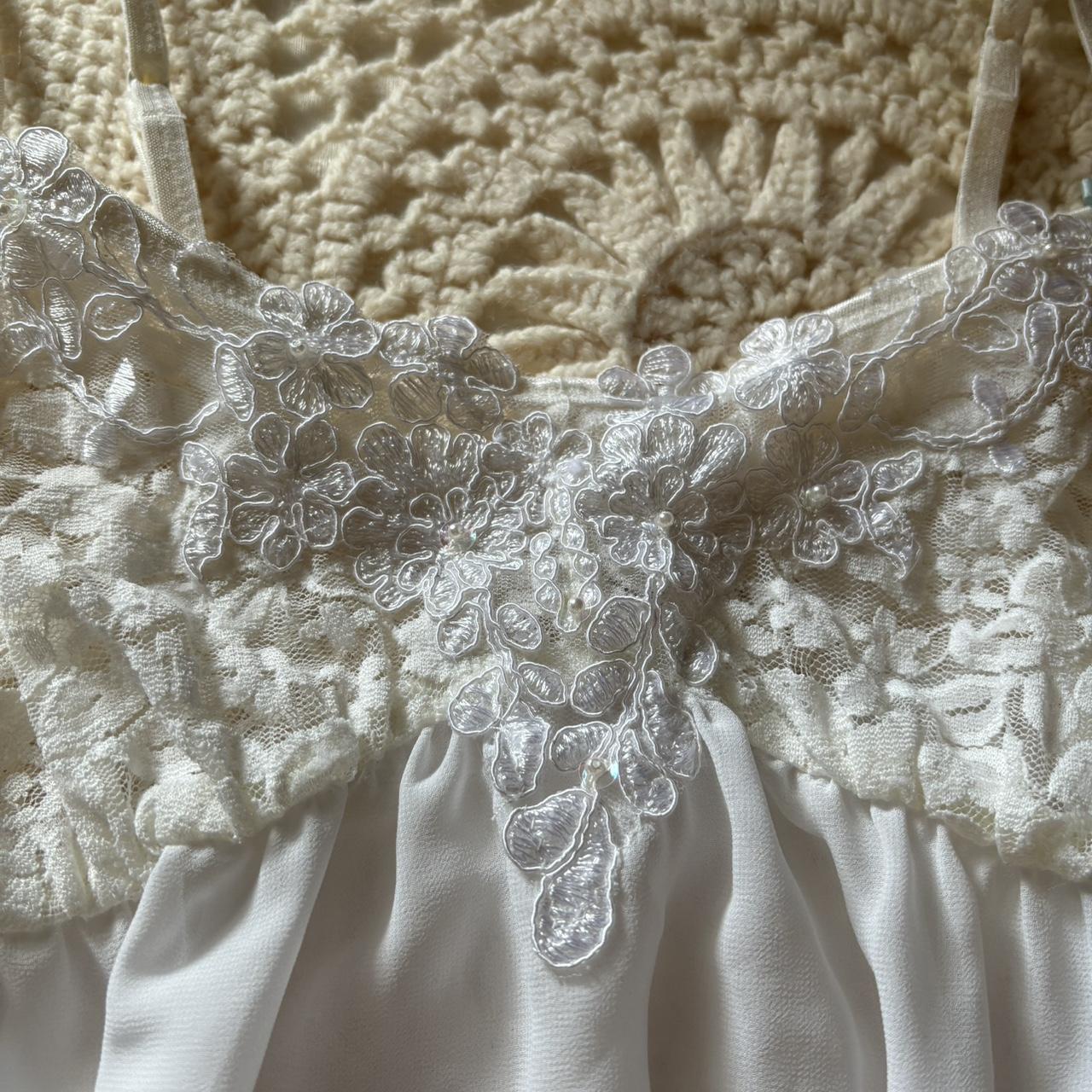 -Lovely dainty sheer slip dress with bow and floral... - Depop