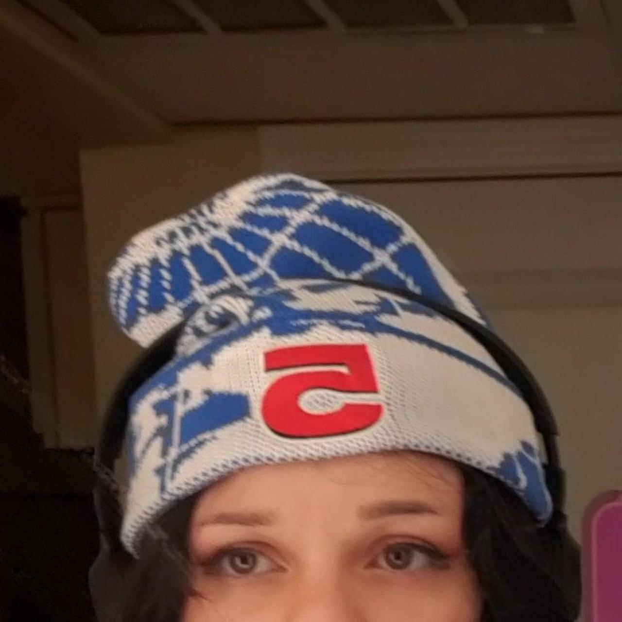 CHANNEL 5 BEANIE world map patterned beanie worn... - Depop