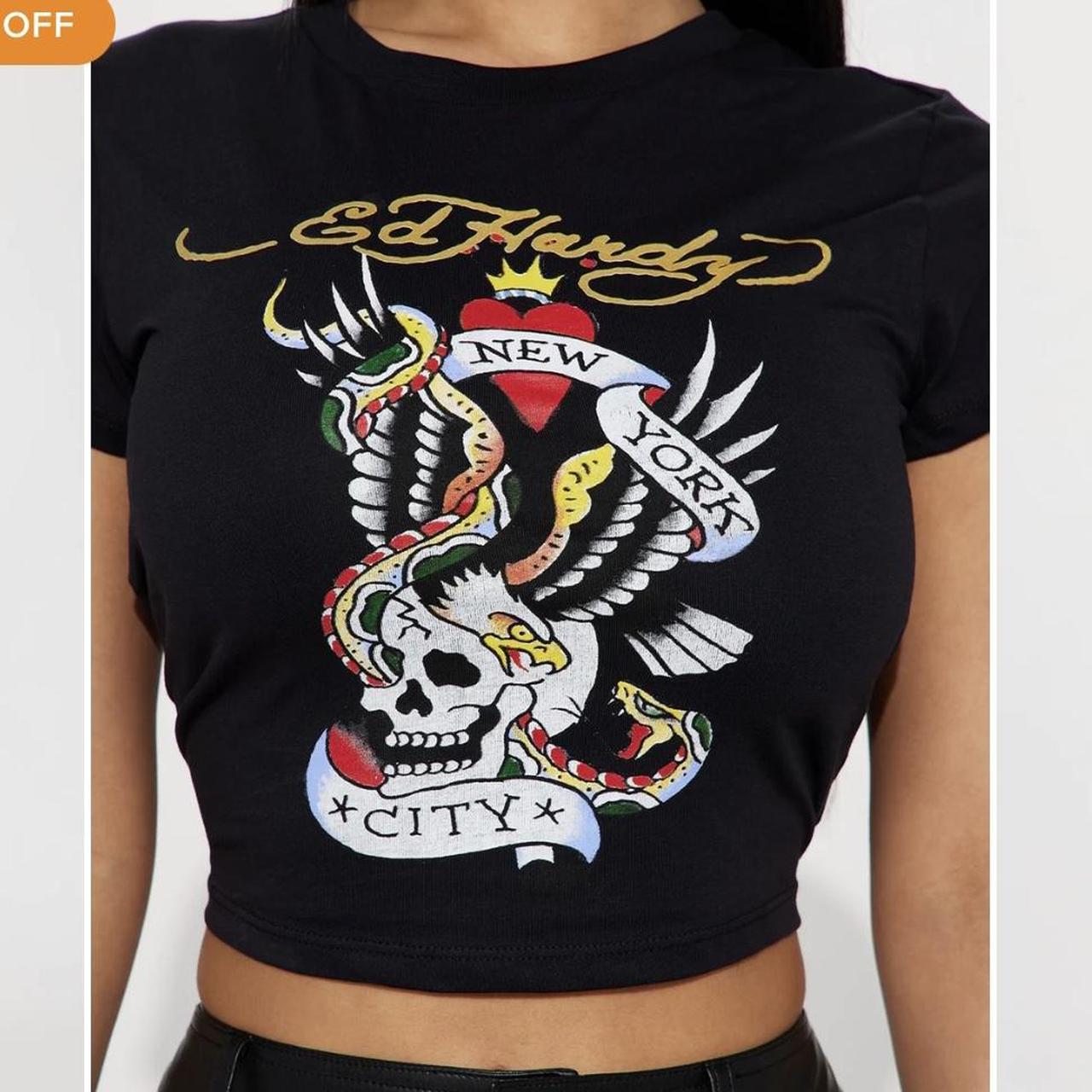Ed hardy New York crop top Size small but also fits... - Depop