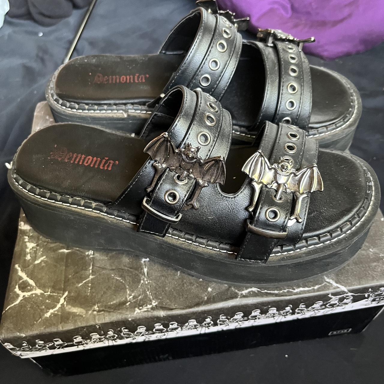 Demonia Women's Black Sandals | Depop