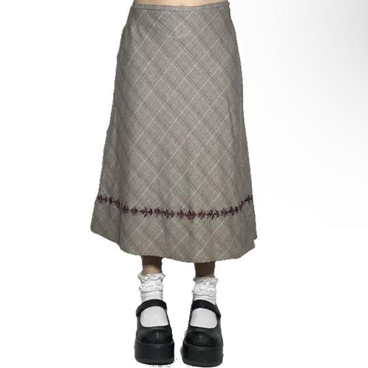 Super Cute Gray Plaid Skirt With Burgundy Floral Depop