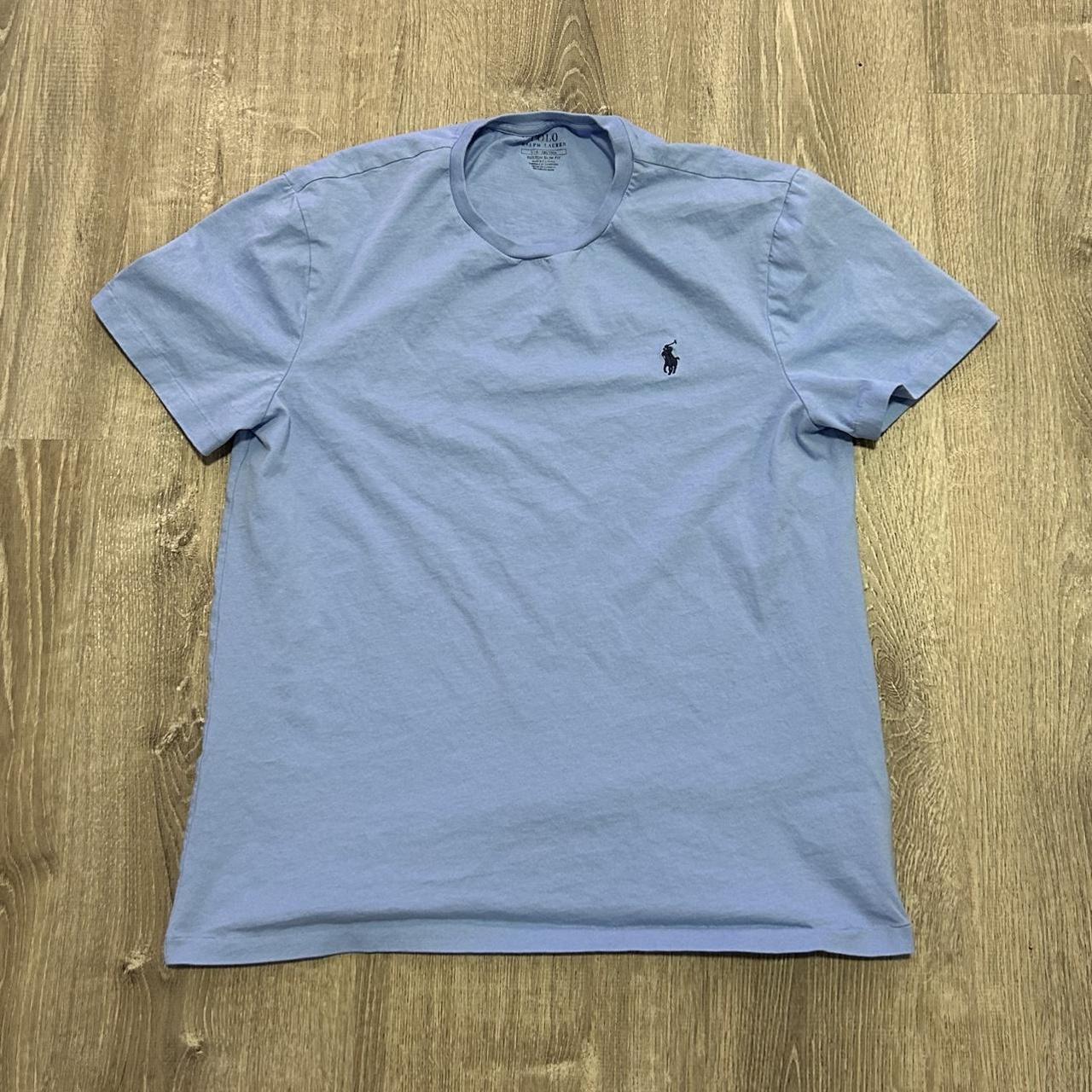 polo ralph lauren baby blue tee good condition no... - Depop