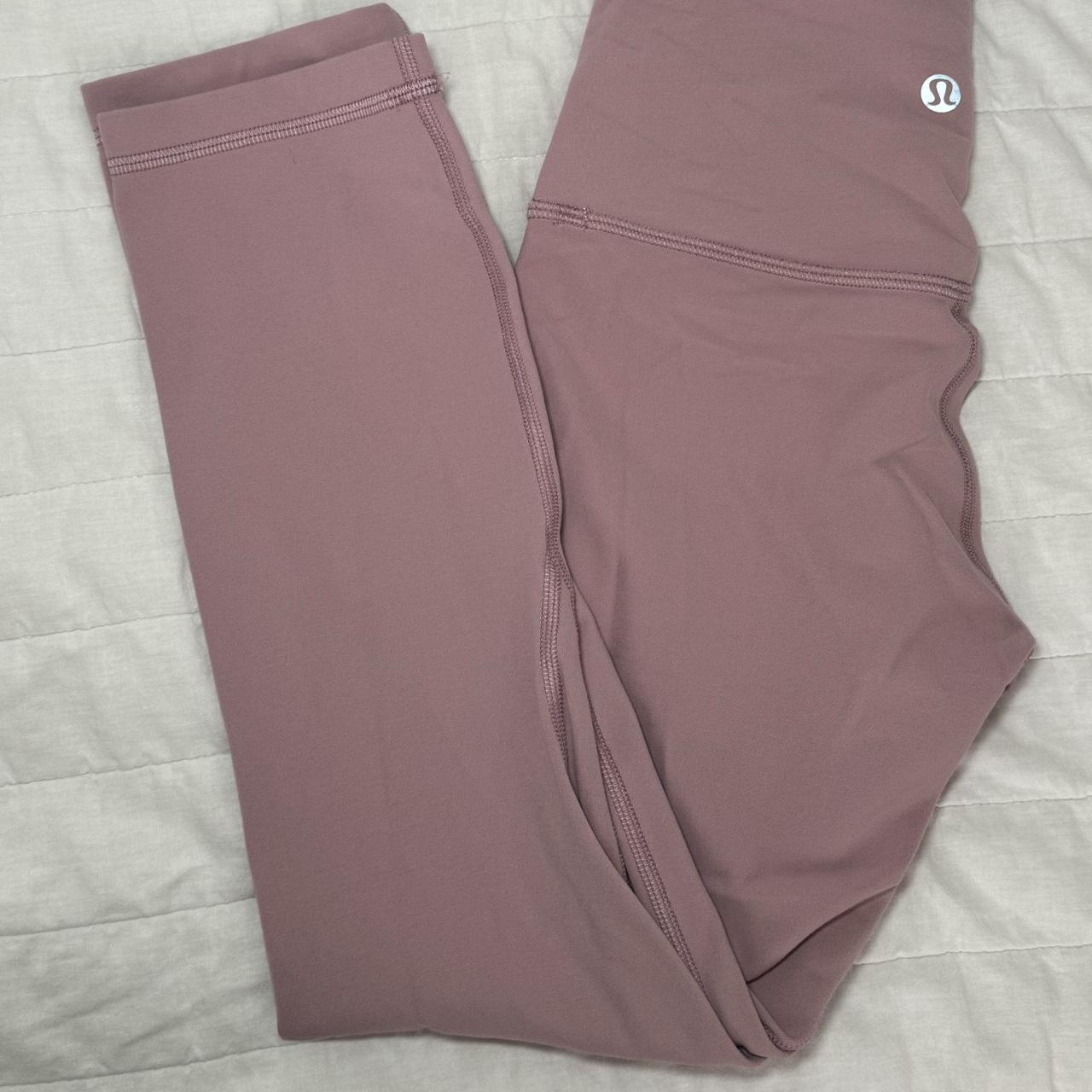 lululemon pink crop leggings size 2 tiny bit of... - Depop