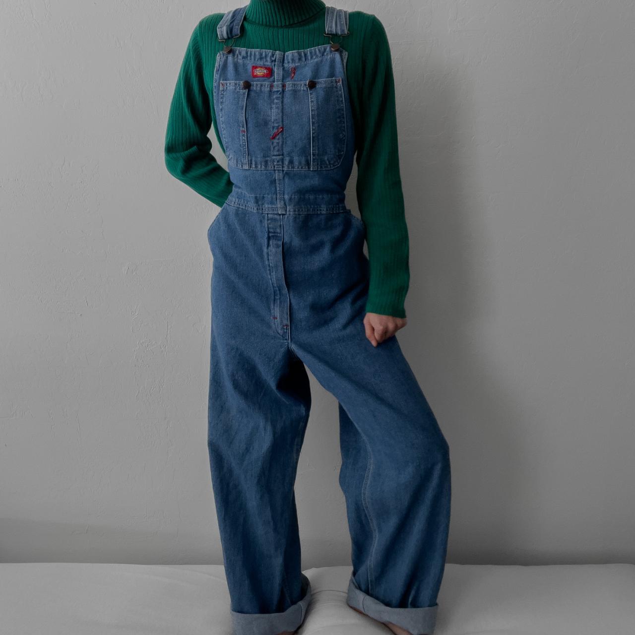 extra long light wash overalls pair it with a... - Depop