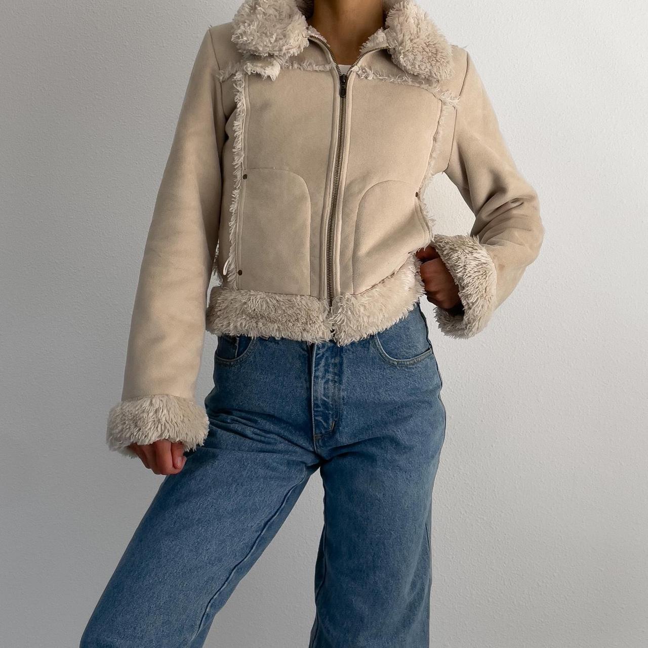 vintage cozy cream jacket pair it with light wash... - Depop