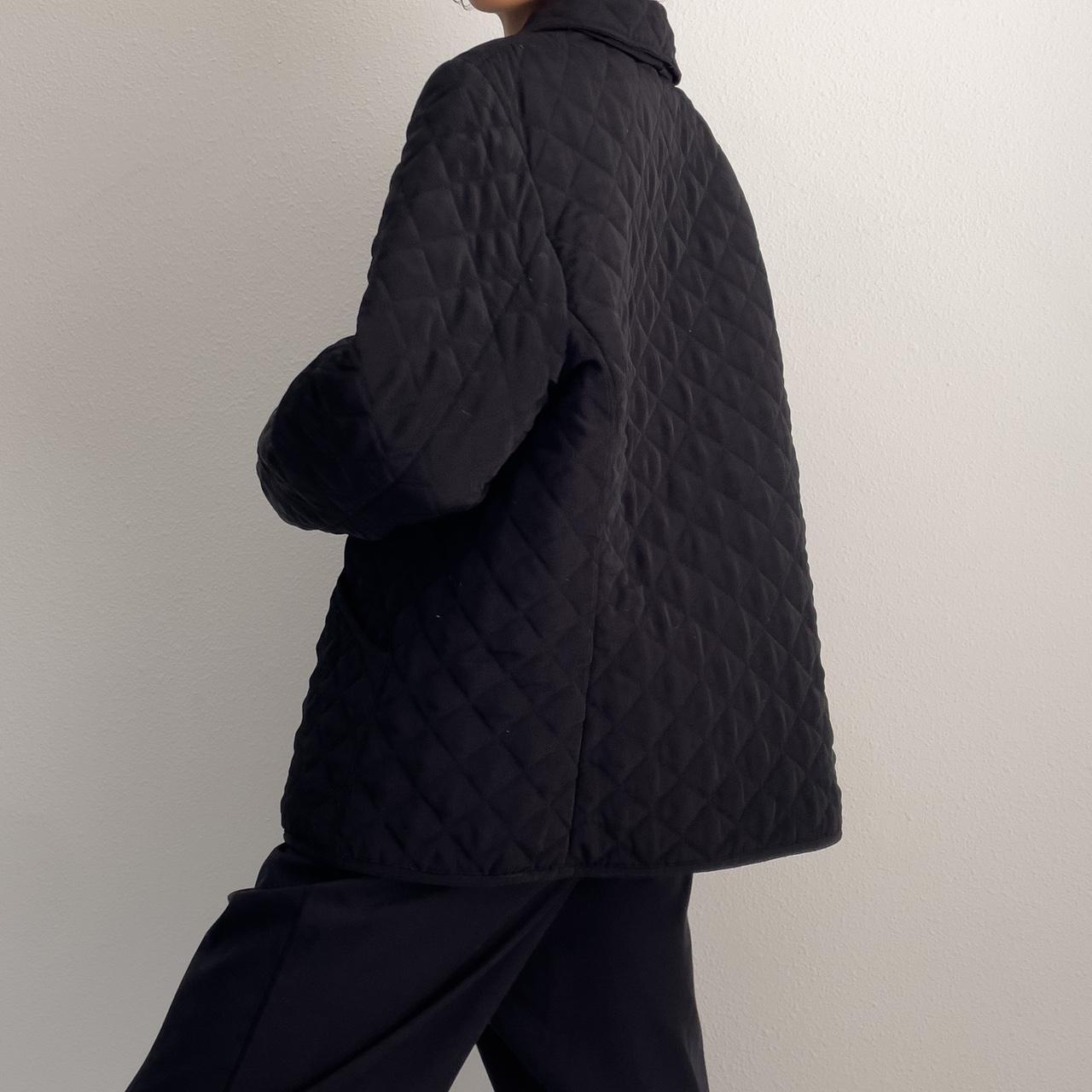 quilted black jacket pair it with a black oversized... - Depop