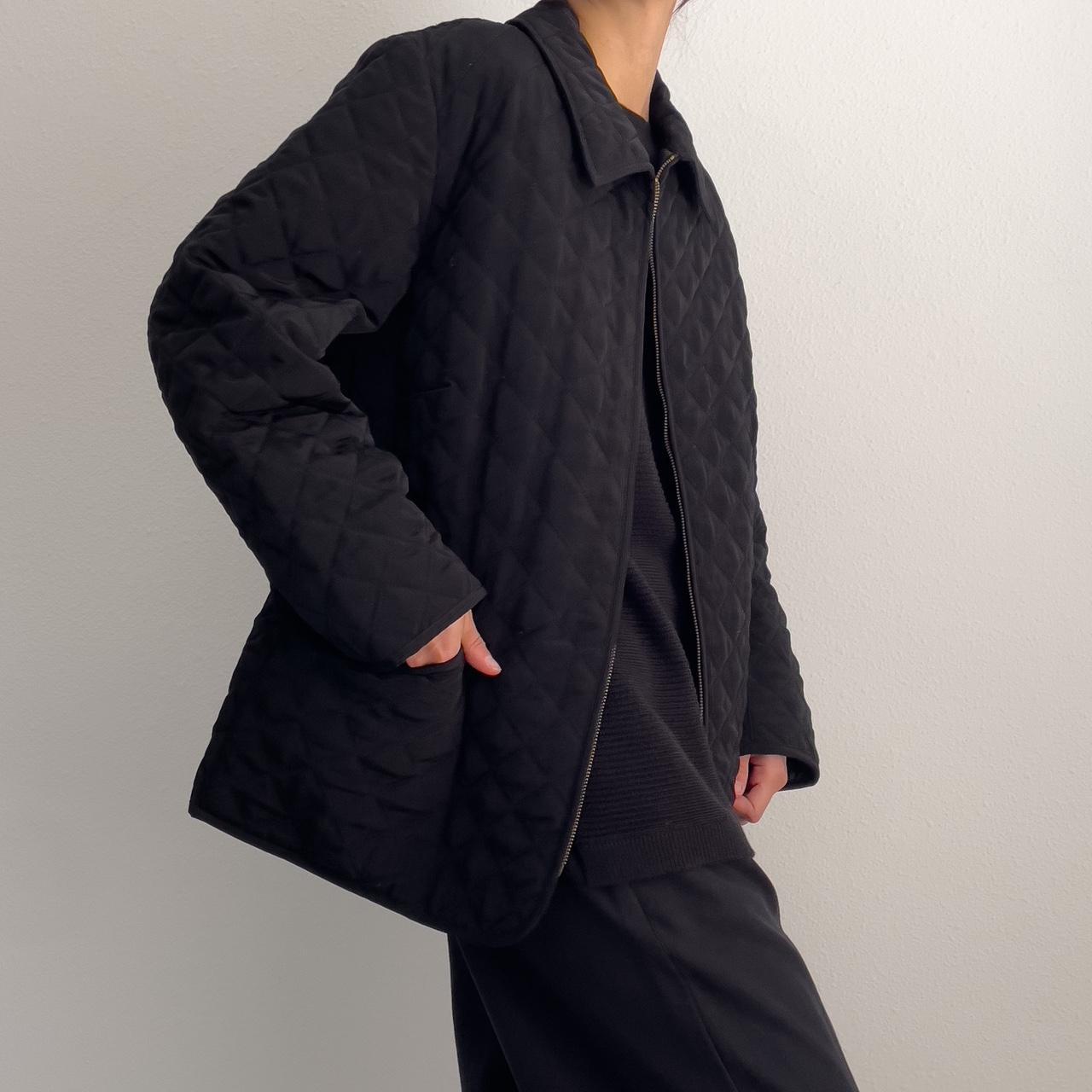 quilted black jacket pair it with a black oversized... - Depop