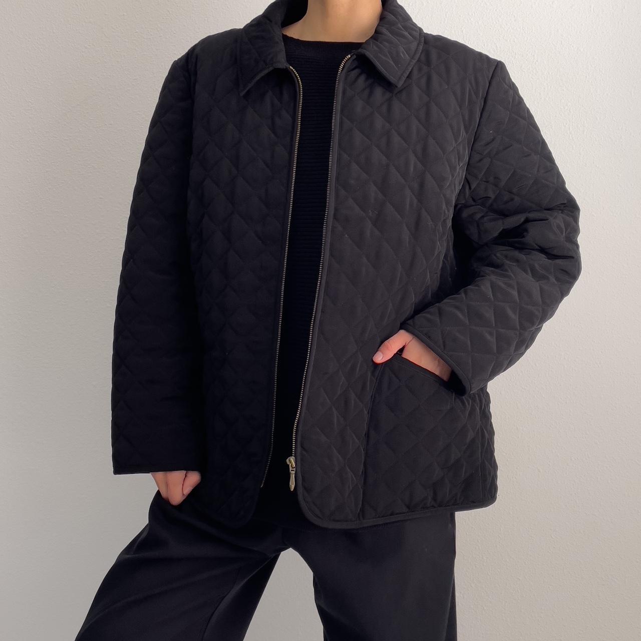 quilted black jacket pair it with a black oversized... - Depop