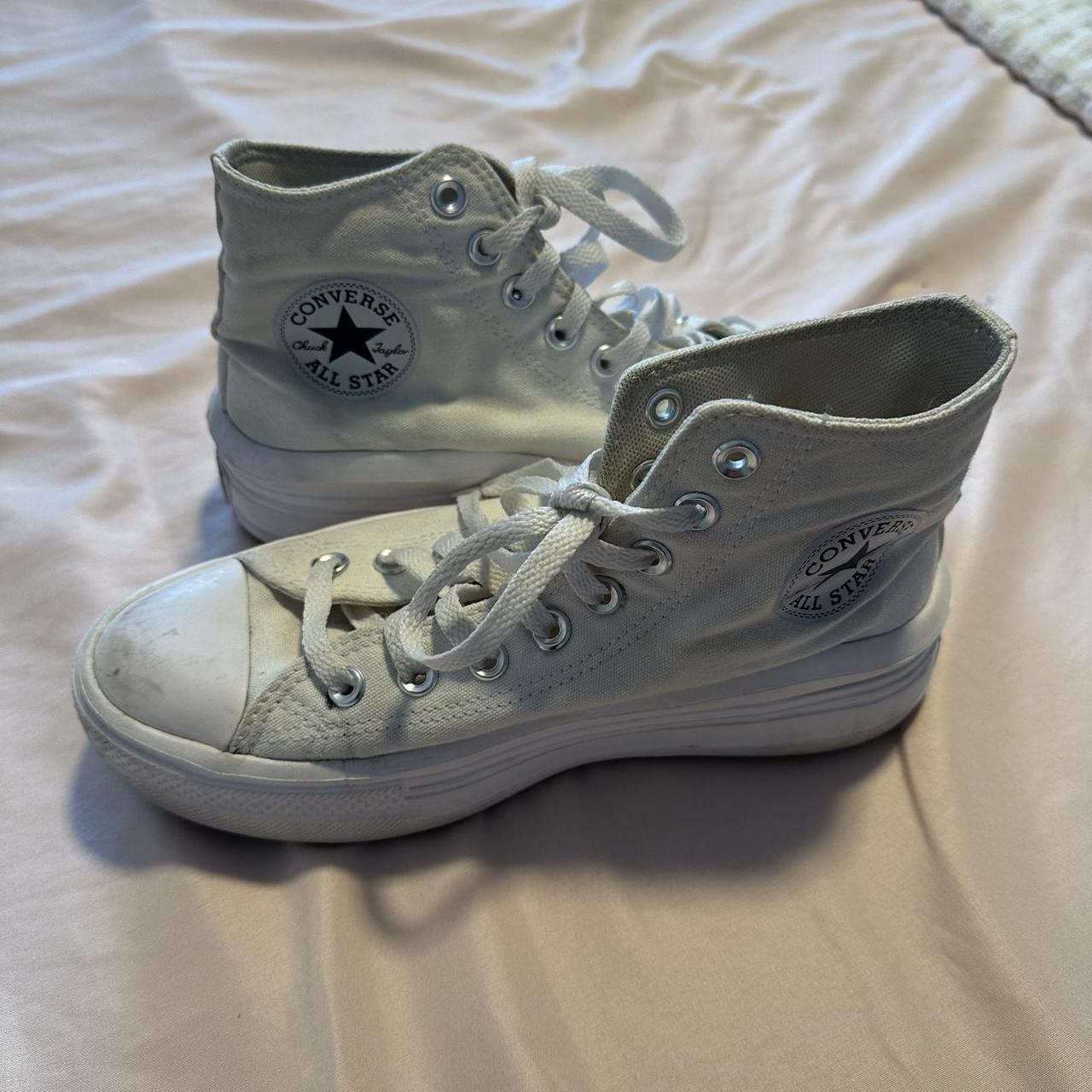 White Converse platform with wear. Open to offers ... | Depop