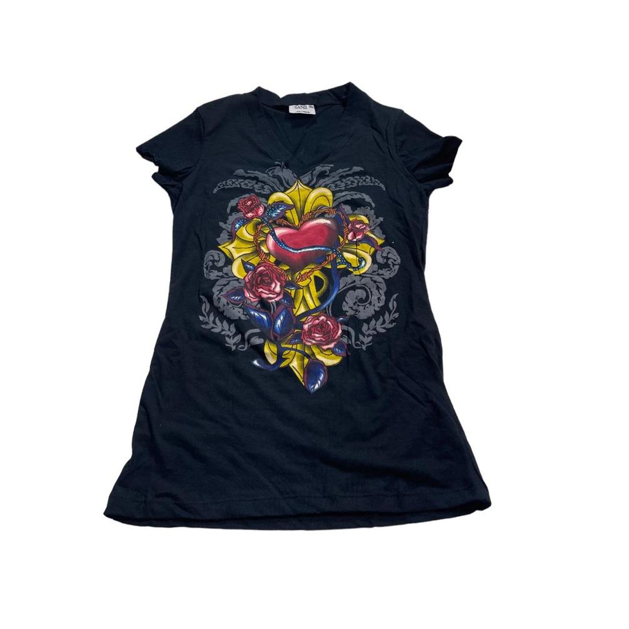 Deadstock cyber y2k graphic tee in black Grunge... - Depop