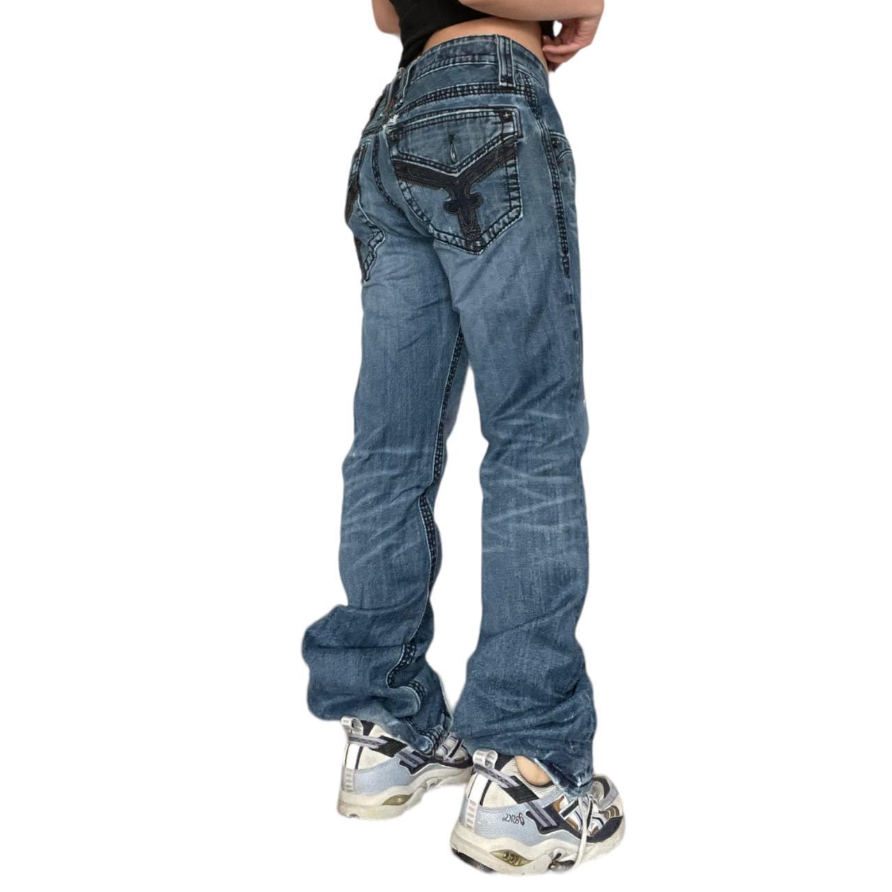 Rock Revival baggy jeans in dark wash Grunge fleur... - Depop