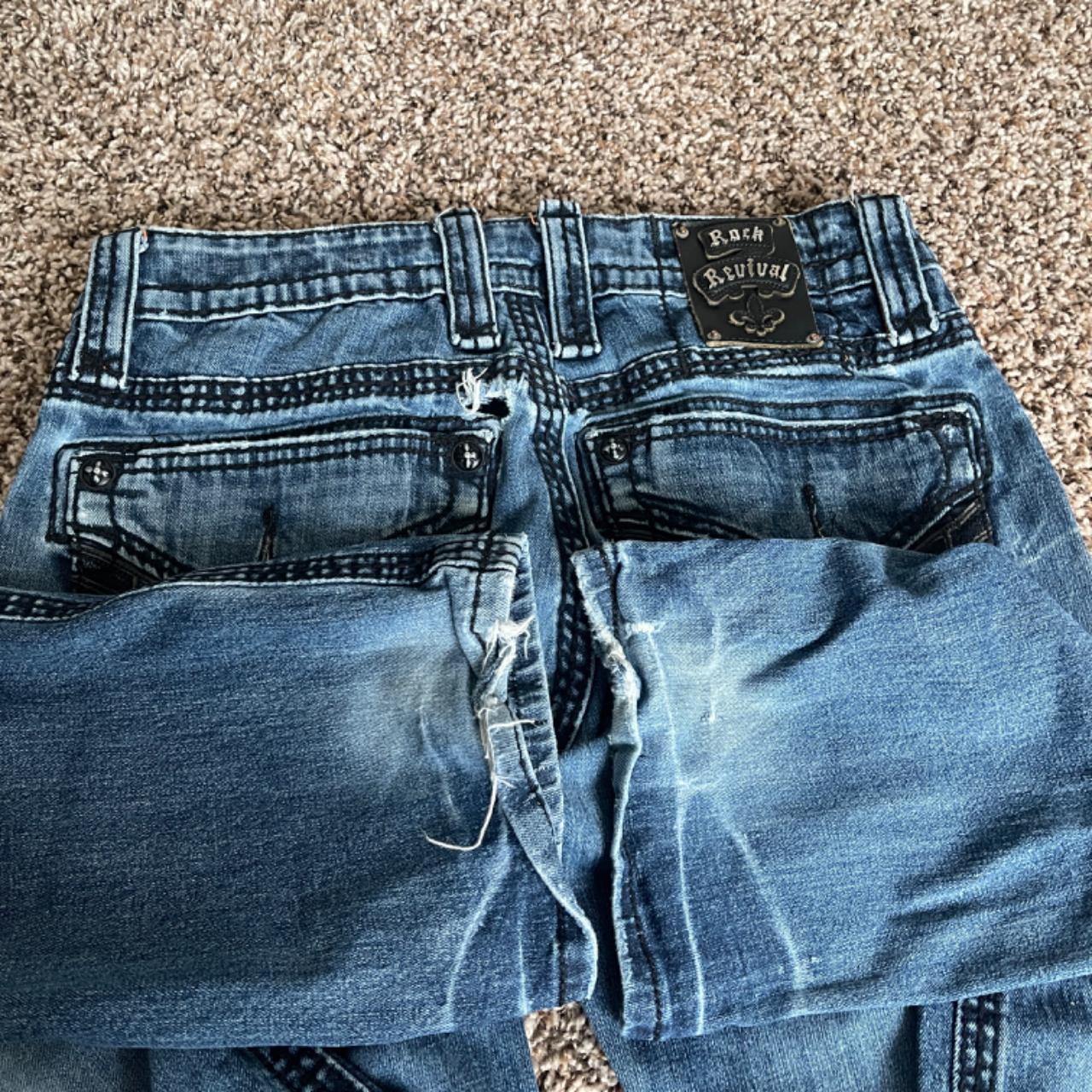Rock Revival baggy jeans in dark wash Grunge fleur... - Depop