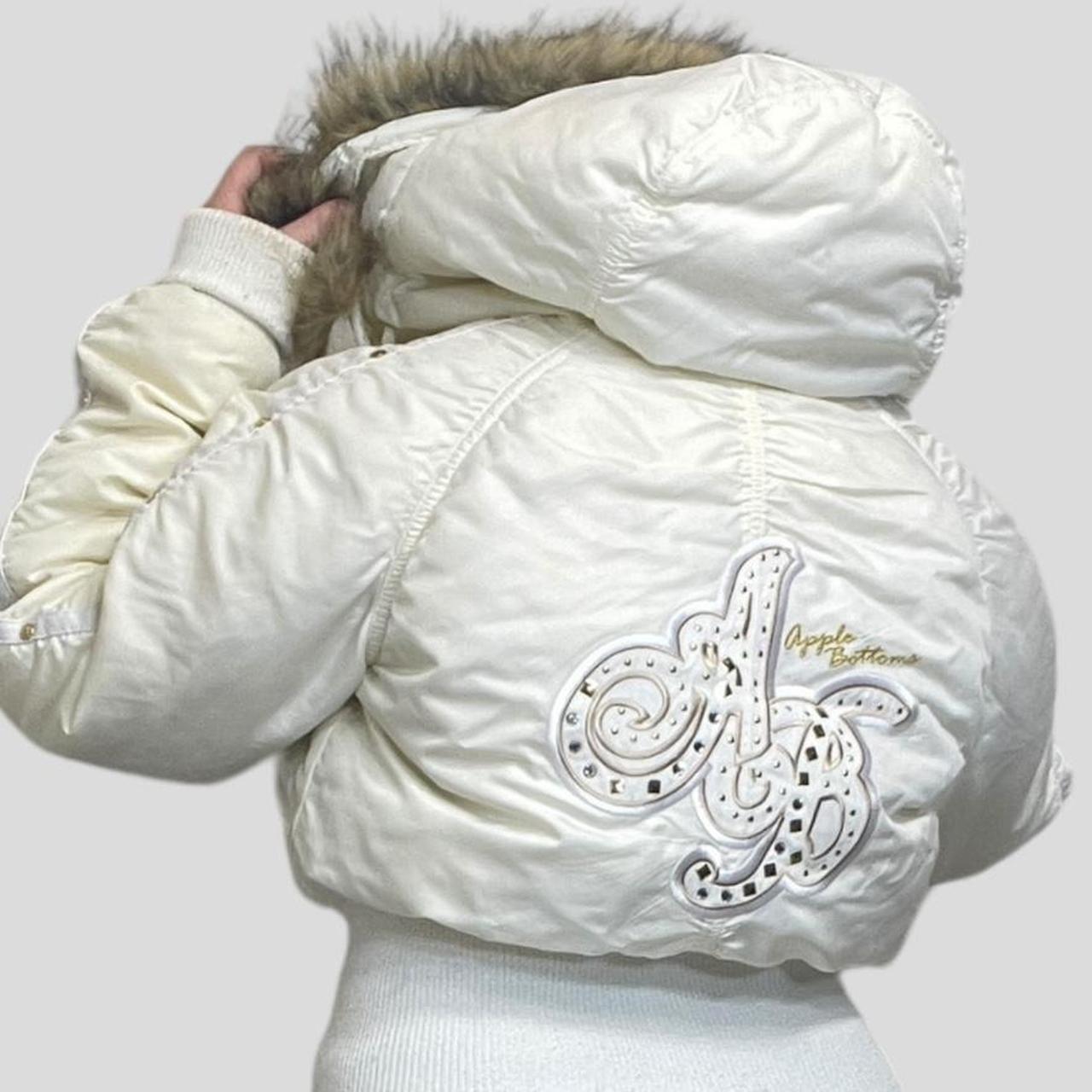 y2k apple bottoms puffer jacket in off white Major... - Depop