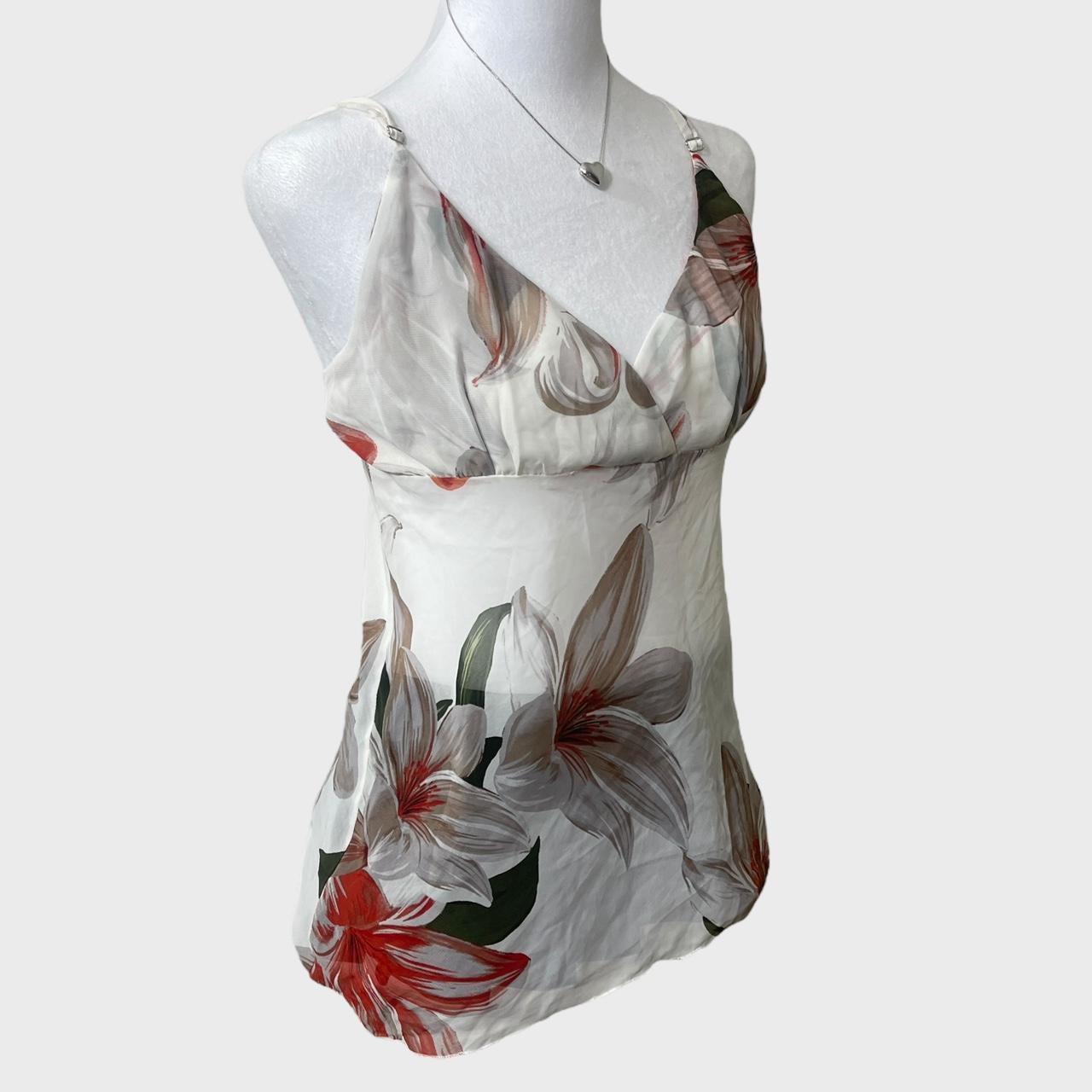 Handmade mesh cami top Floral mesh top see through,... - Depop