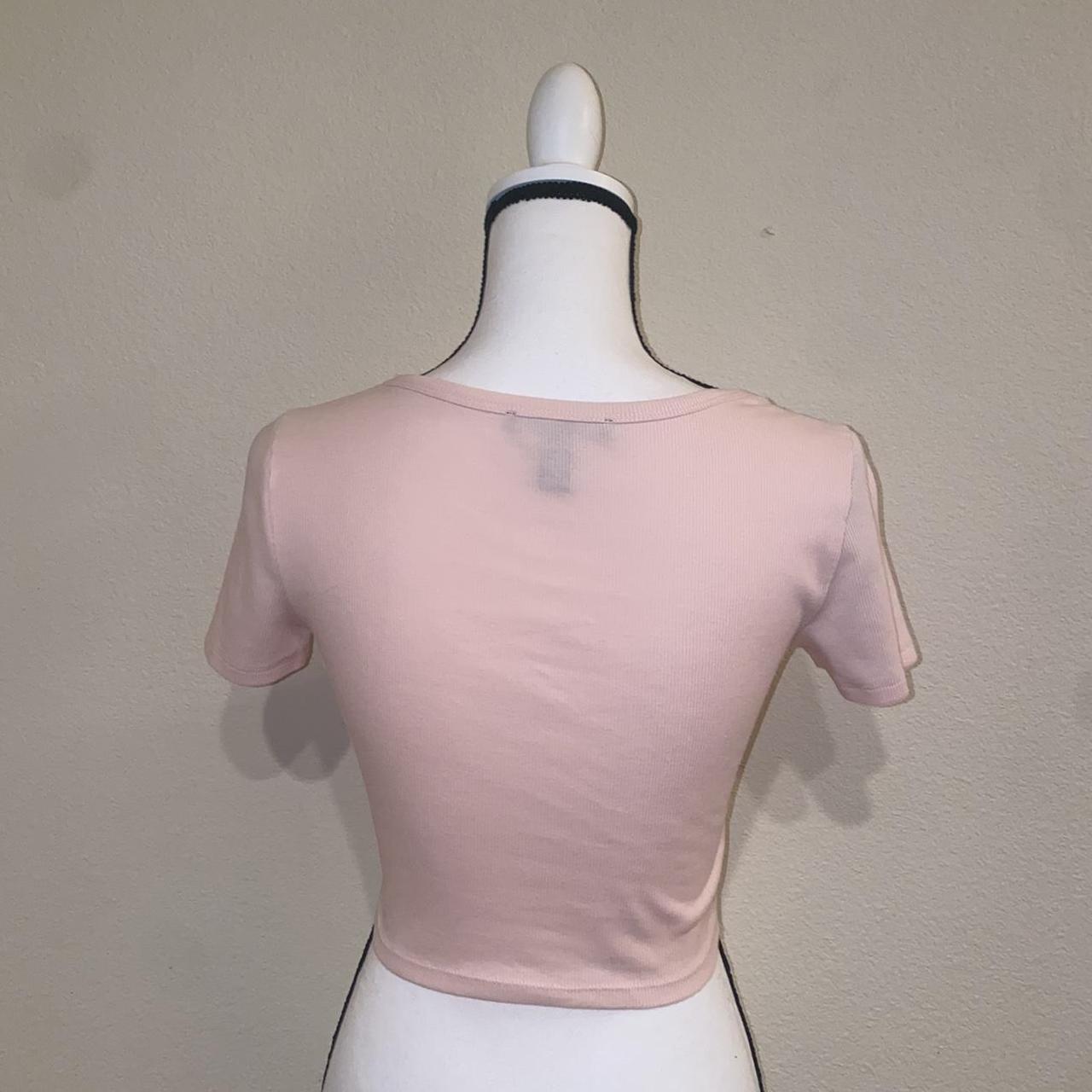 button down cropped pastel pink short sleeve cardigan - Depop