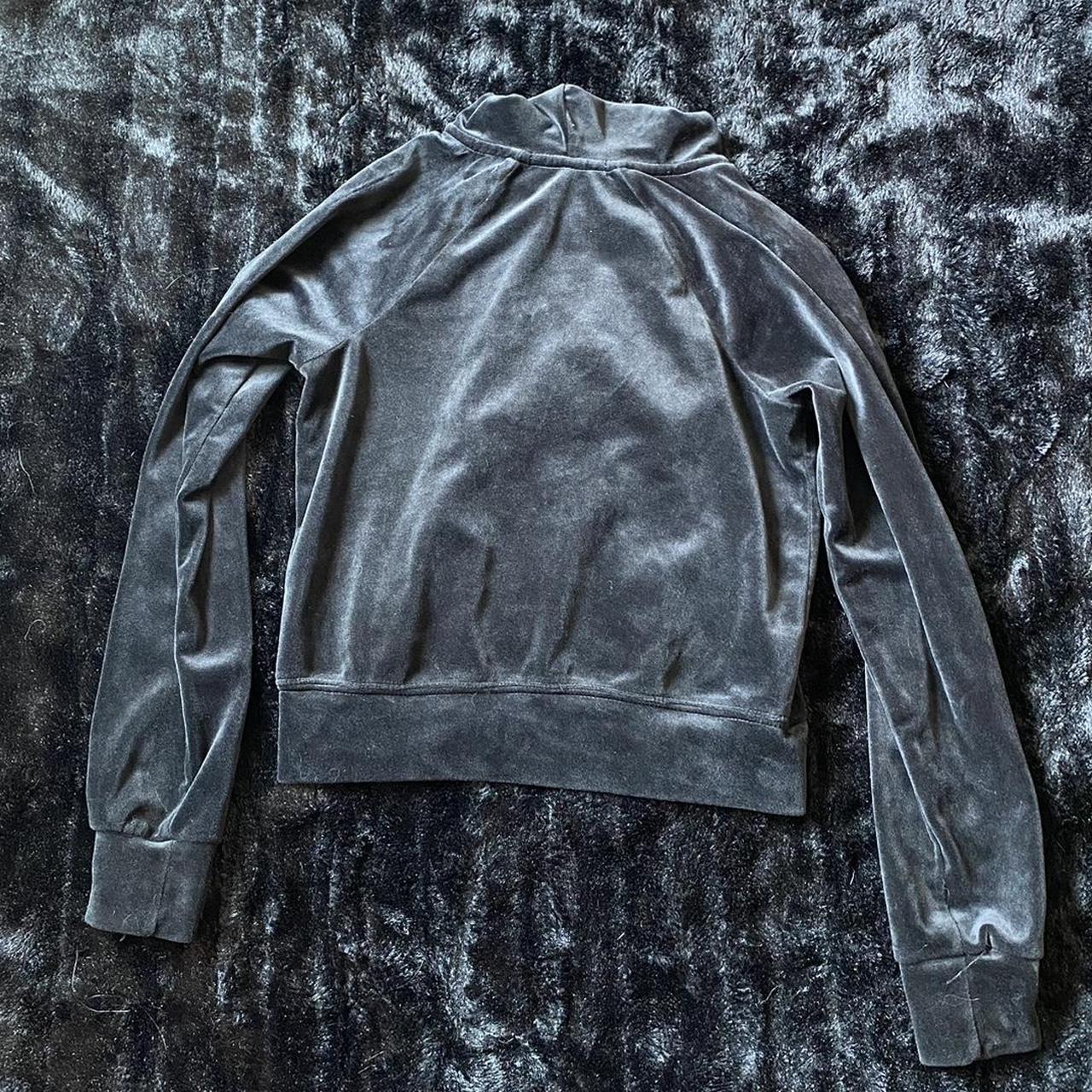 Black velour jacket missing hoodie string but other... | Depop