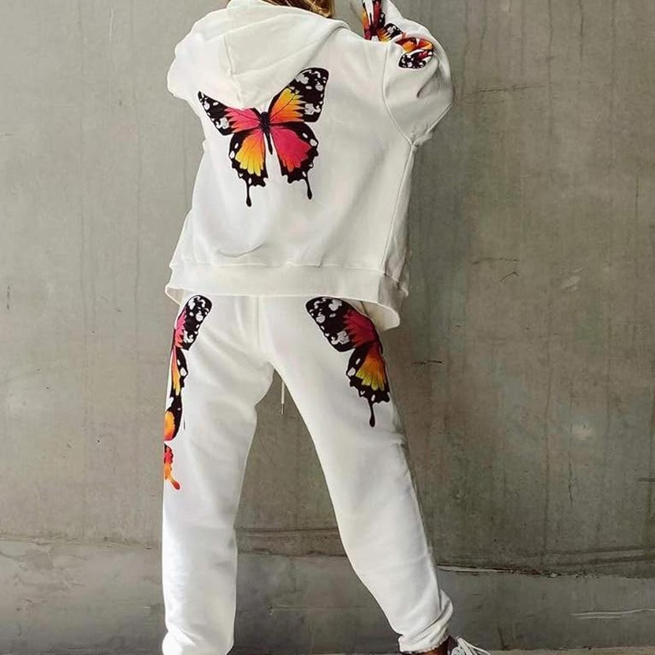 i am gia white butterfly tracksuit size xs pants... - Depop