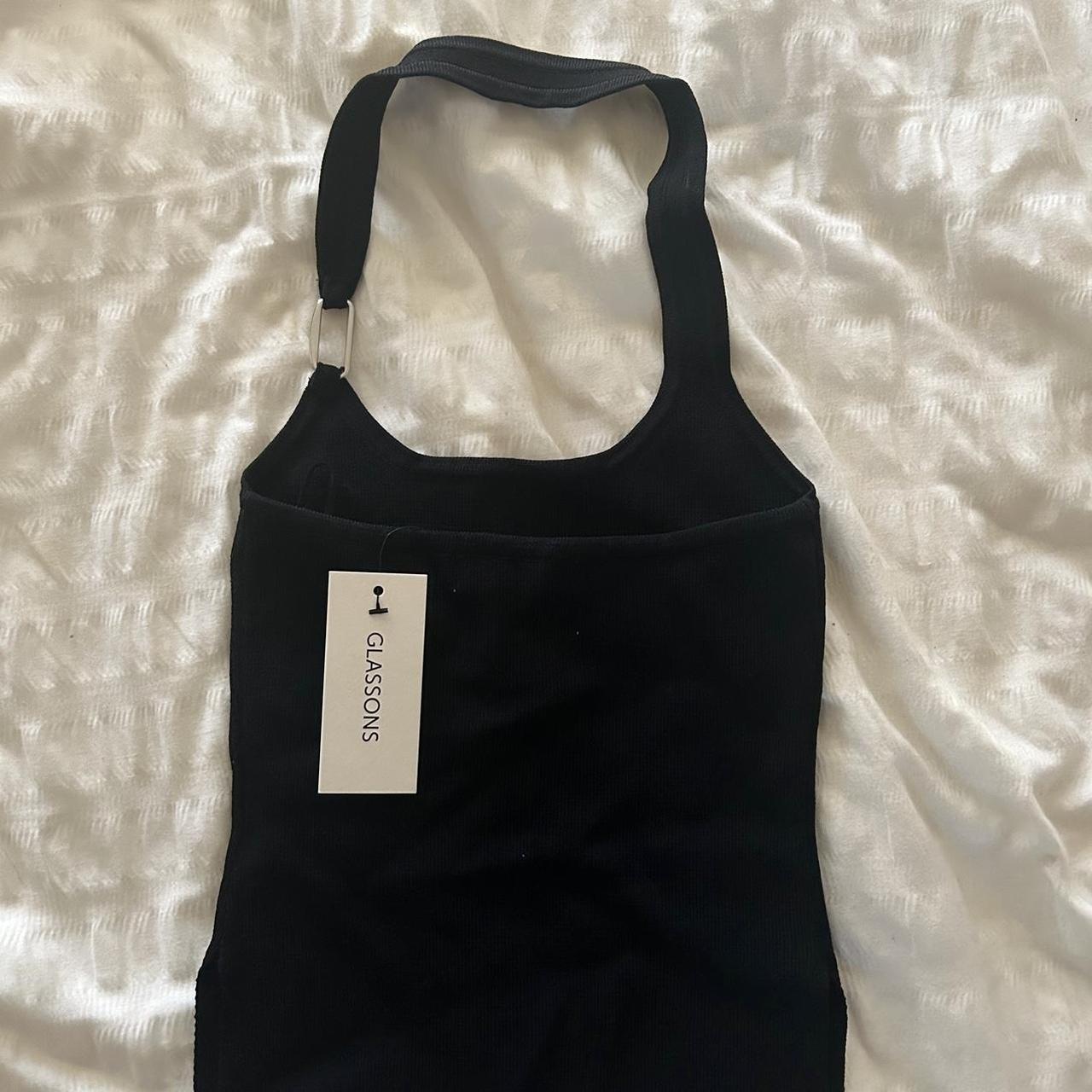 glassons side split halter top with ring detail... - Depop