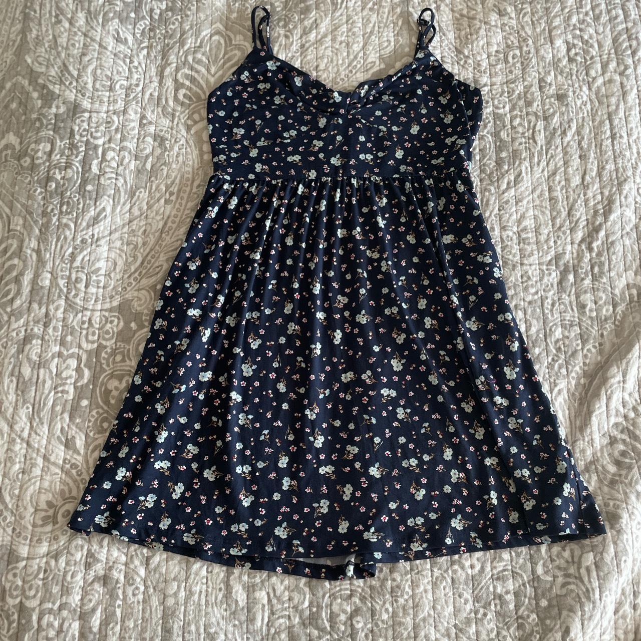Floral Blue Mini Dress Flowy Blue Floral Mini... - Depop