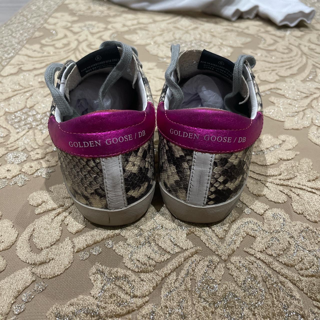 Golden goose snake print sneakers with hot pink... - Depop