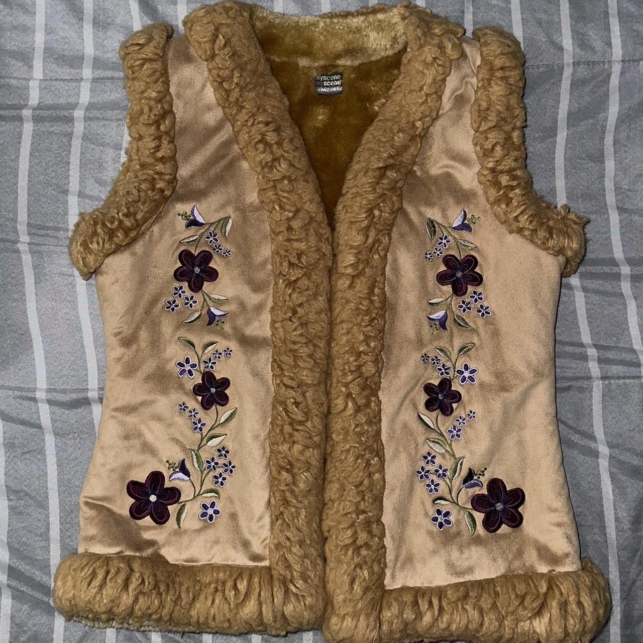 Extra Small Limited Too fur vest with flowers #fur... - Depop