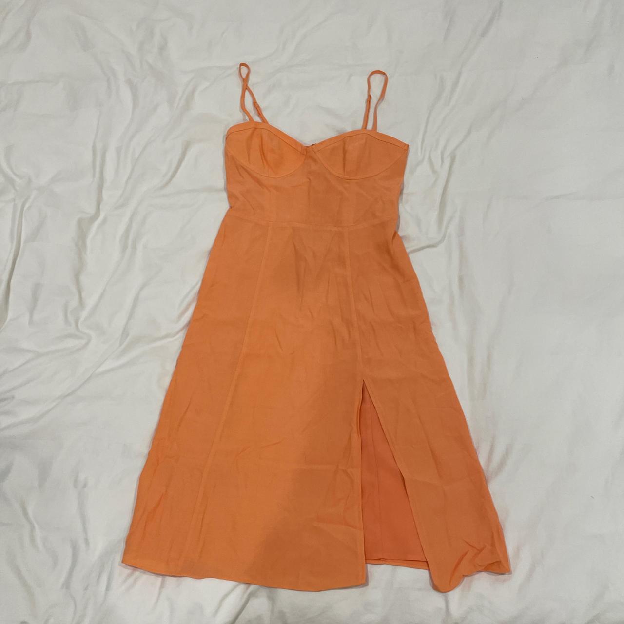 Aritzia Sunday best orange flowy dress with leg cut.... - Depop
