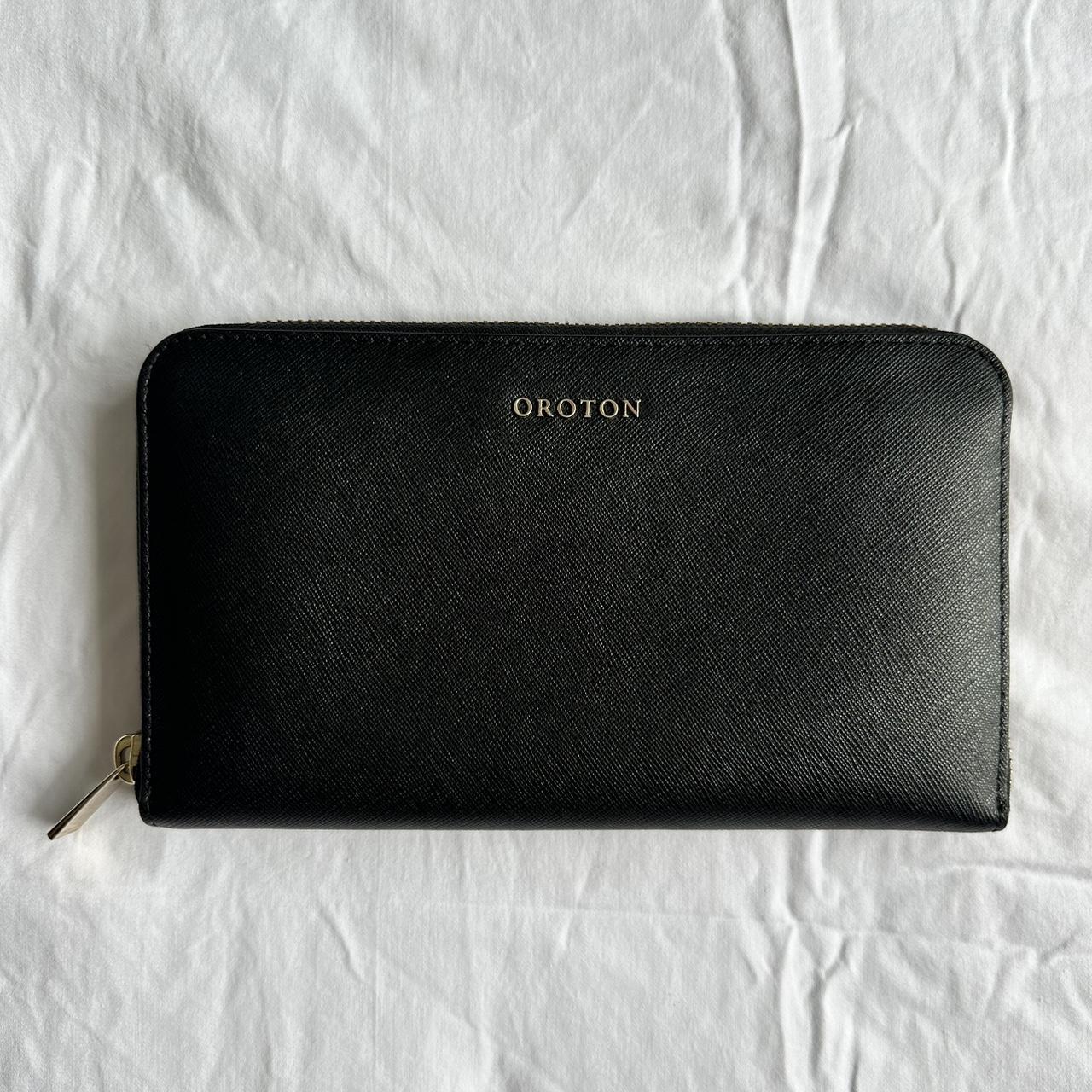 Black OROTON wallet - used but in great condition,... - Depop
