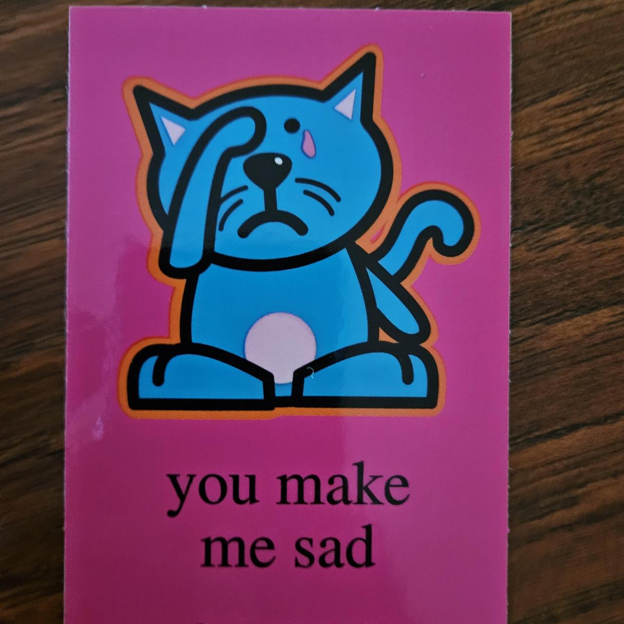 Sad cat vtg 2k vending machine sticker #sticker#cat#2k - Depop