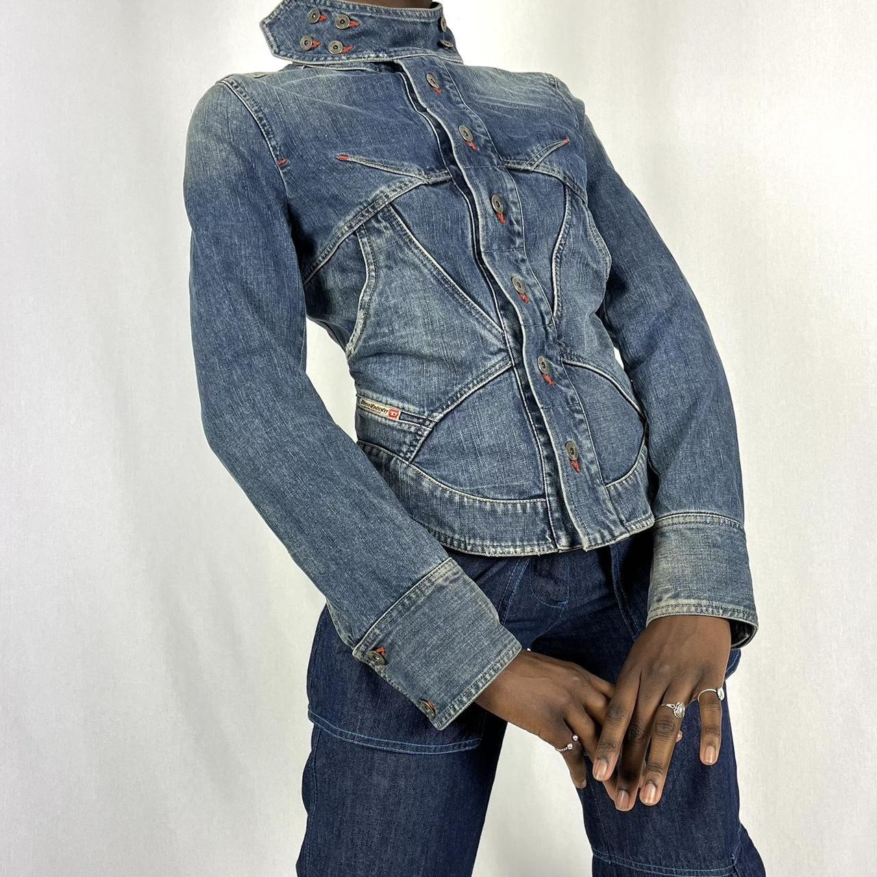 👽 Diesel denim biker corset lace jacket, deadstock.... - Depop