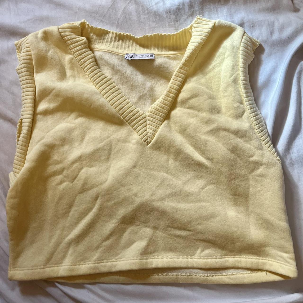 Zara Sweater Vest pastel yellow sweater vest... - Depop