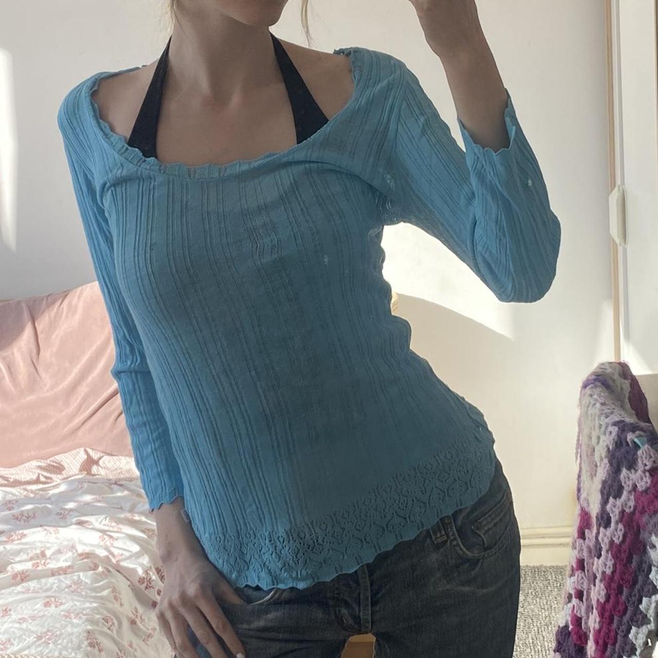 vintage 2000s lace top wide neck can be worn off the... - Depop