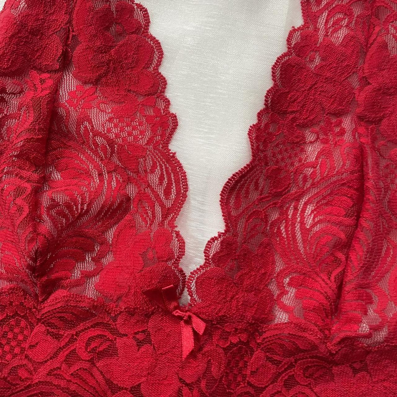 Fredricks of Hollywood red lace bodysuit Size... - Depop