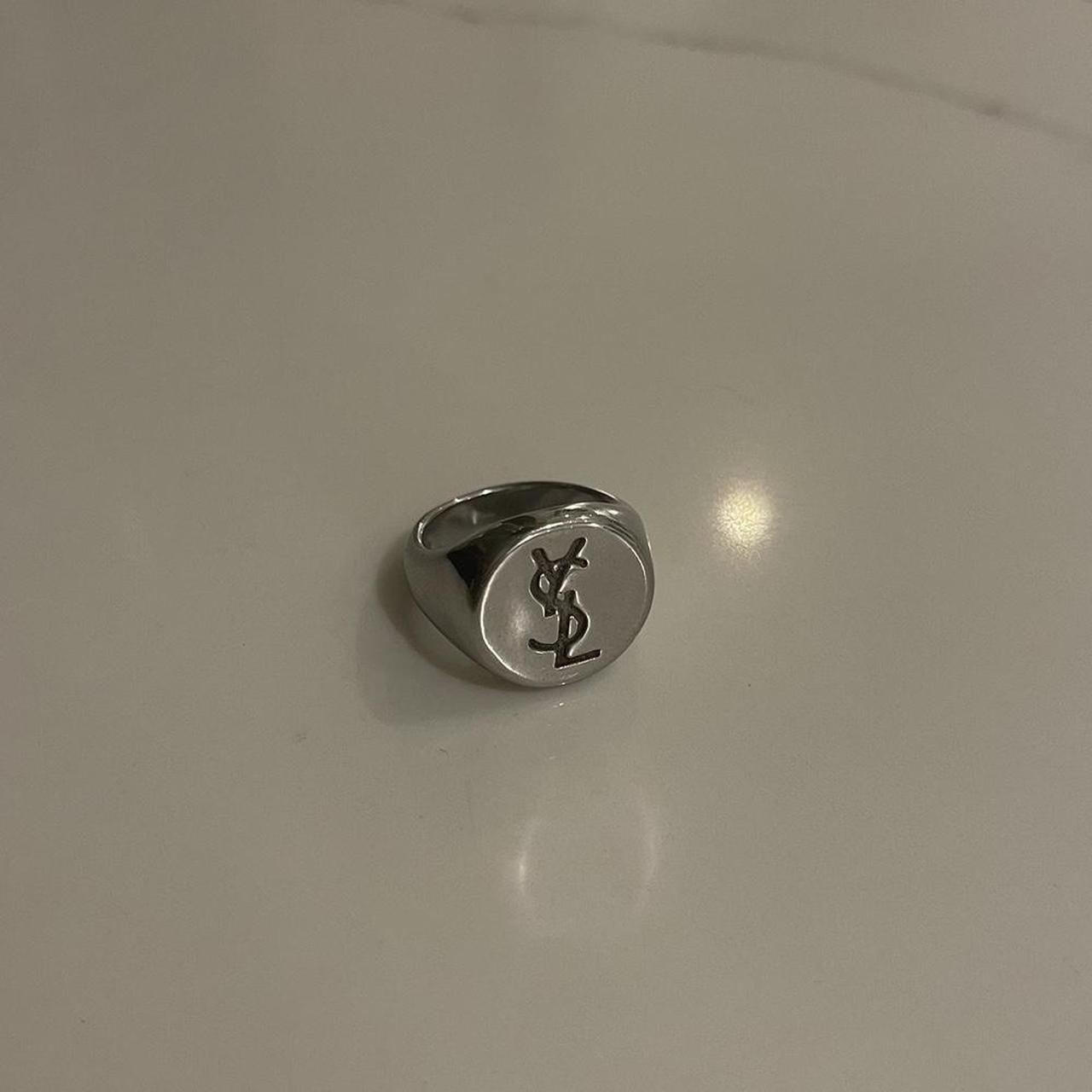 YSL signet ring Ysl ring Yves saint laurent silver... - Depop