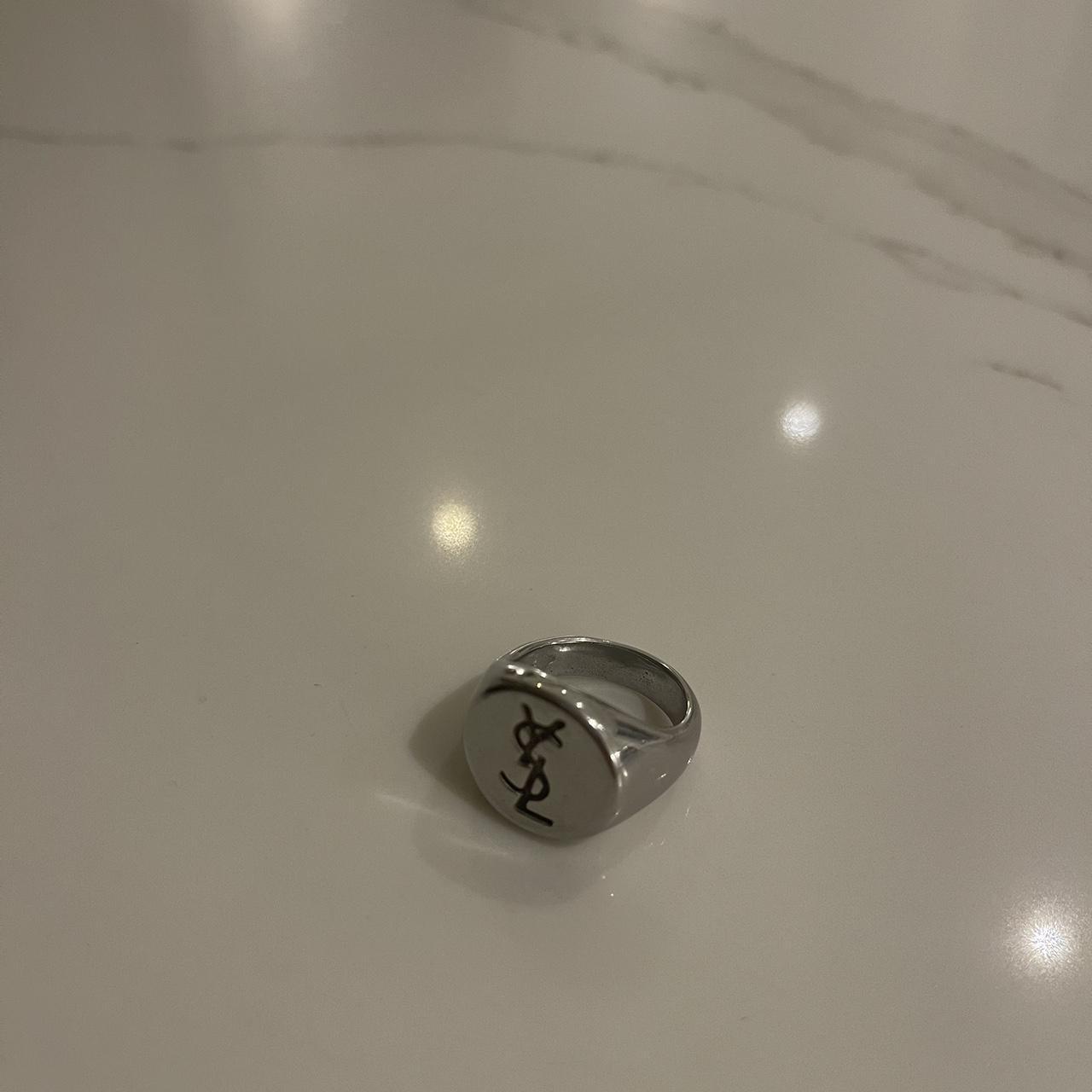 YSL signet ring Ysl ring Yves saint laurent silver... - Depop