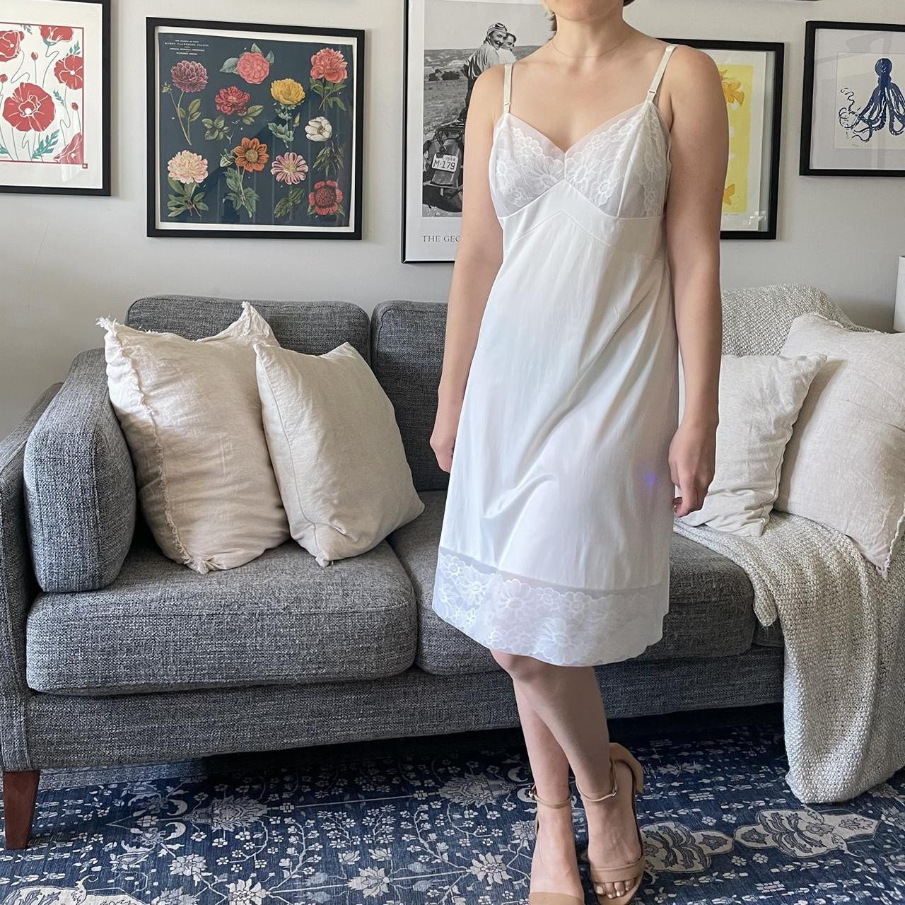 Vintage white silky lace slip ABOUT This vintage... - Depop