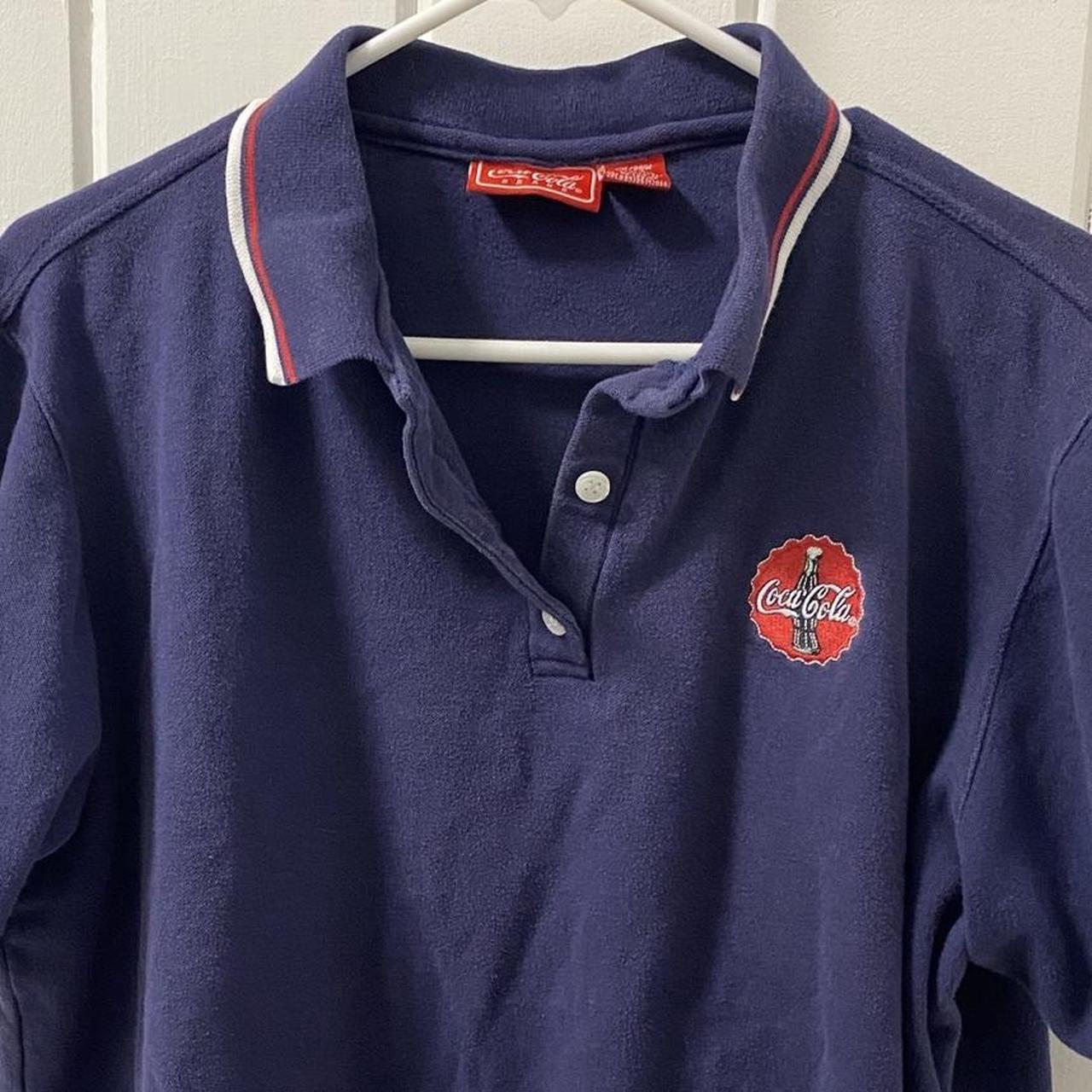 Coca-Cola Women's Red and Navy Polo-shirts | Depop