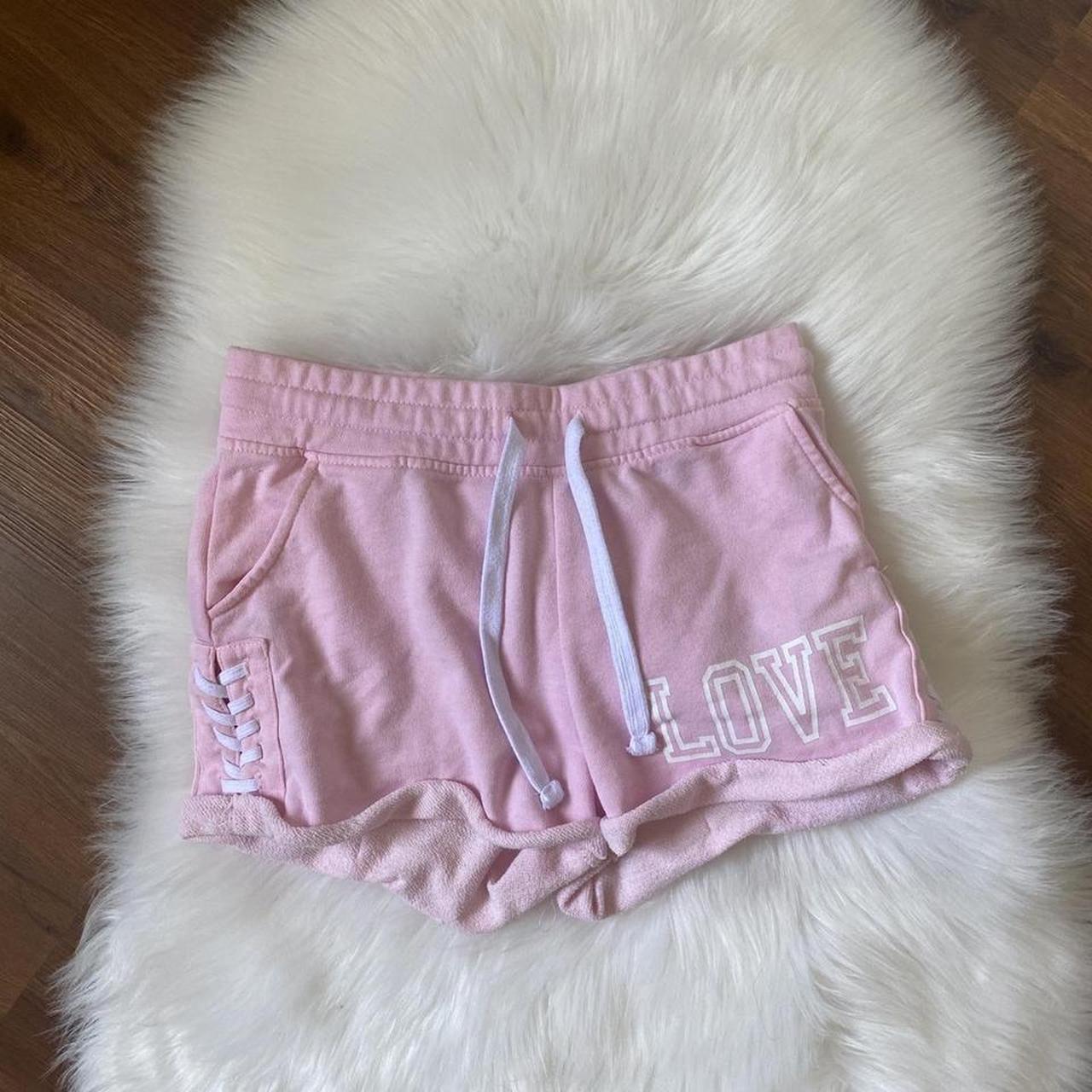 Pink Mini Sweatshorts reflex lace up babypink mini... - Depop