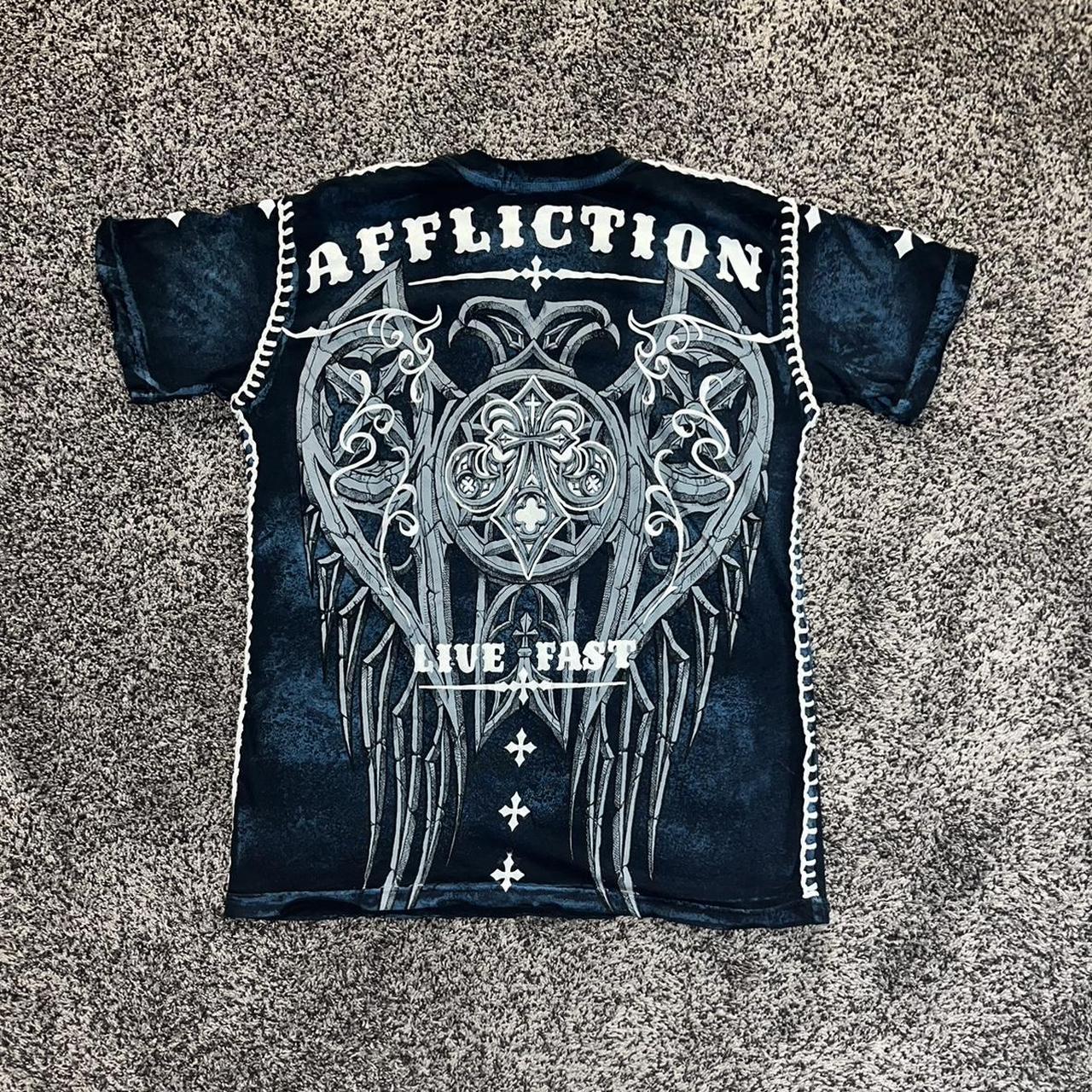 Y2k vintage affliction cross live fast t shirt, size... - Depop