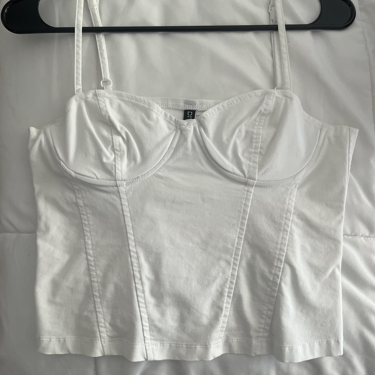 H&M corset top, never worn, not see through, size... - Depop