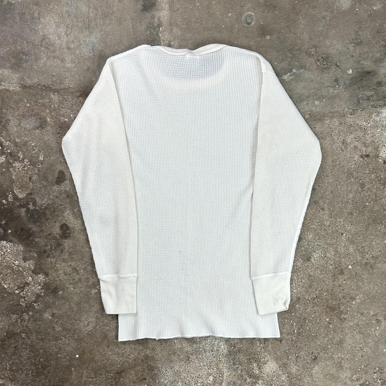Vintage 90s White Thermal Long Sleeve Shirt Men’s... - Depop