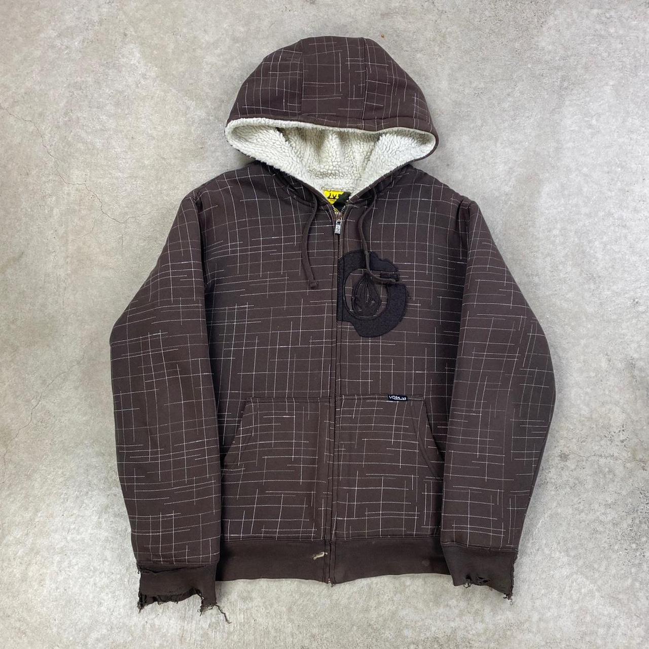 Vintage Y2K Brown Sherpa Lined Volcom Zip Up... - Depop