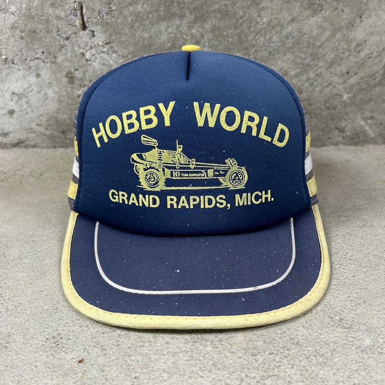 Vintage 90s Hobby World Three Stripe Trucker... - Depop