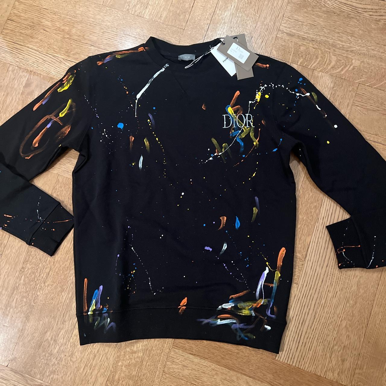 Dior Oversized Paint Splatter Sweatshirt White Size:... - Depop