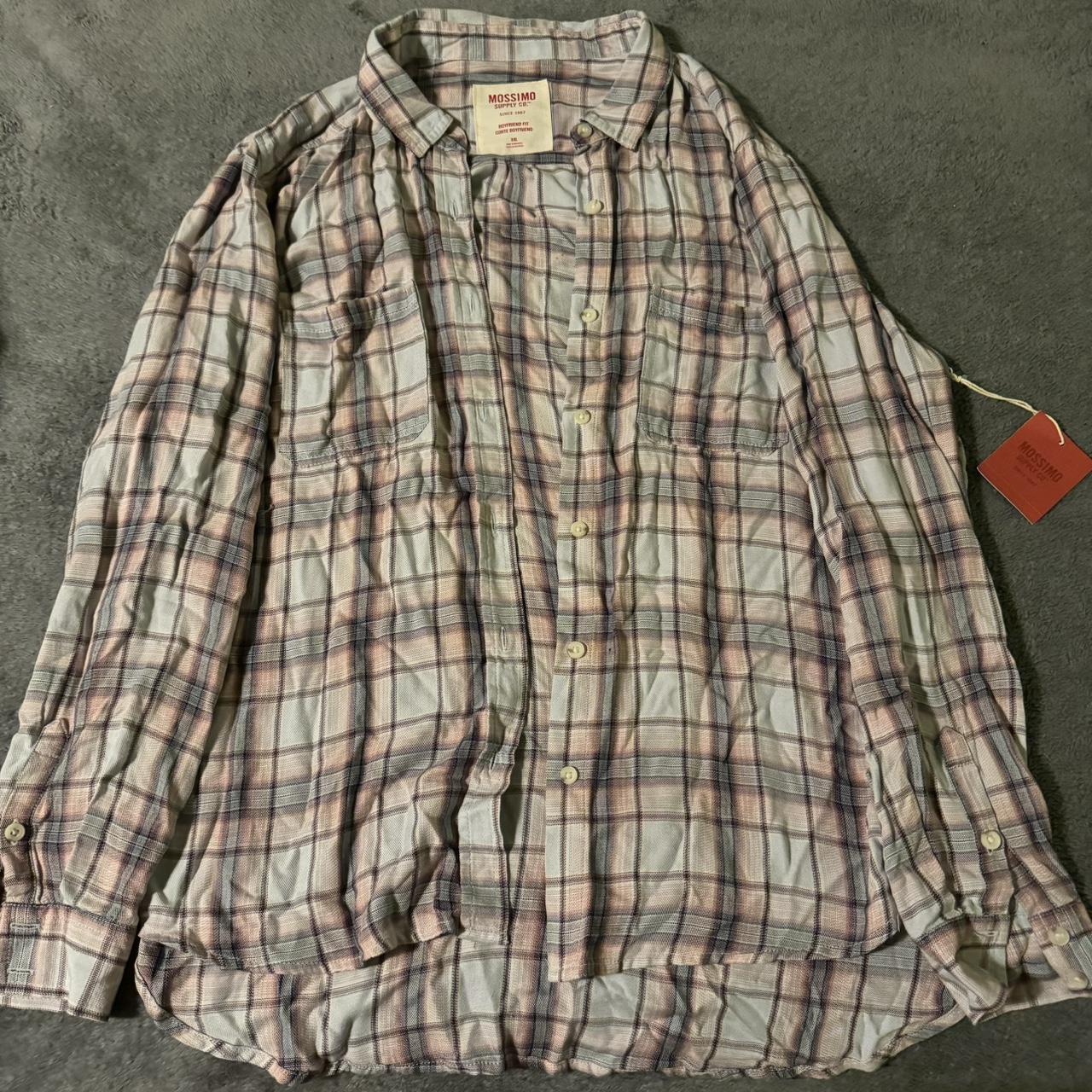 pastel oversized pink and blue mossimo button up... - Depop
