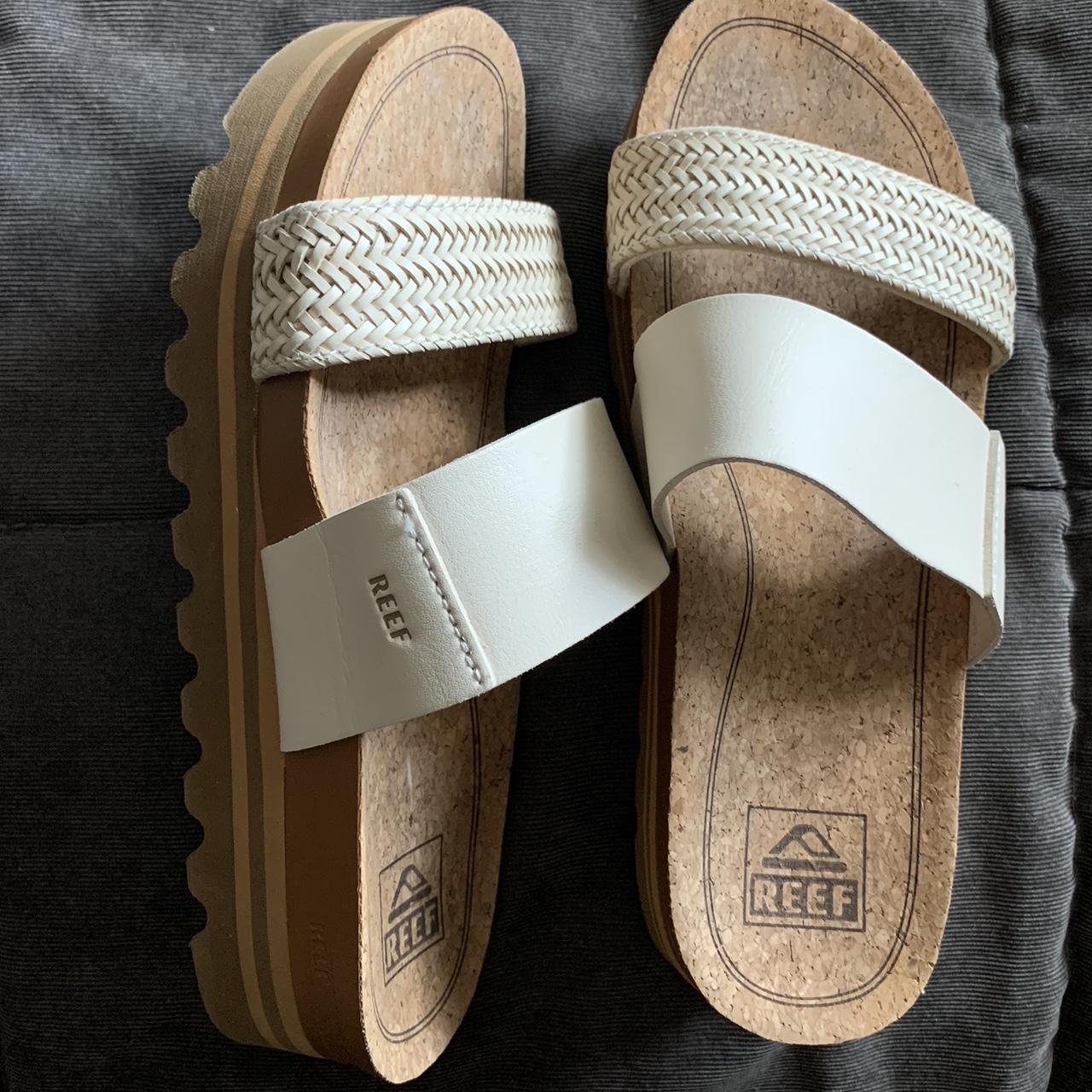 Reef Platform Sandals size 7 cream color and cork... - Depop