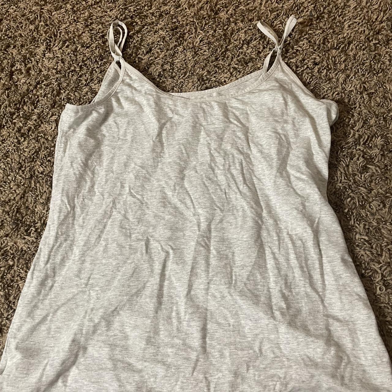 light grey tank top with adjustable straps from time... - Depop