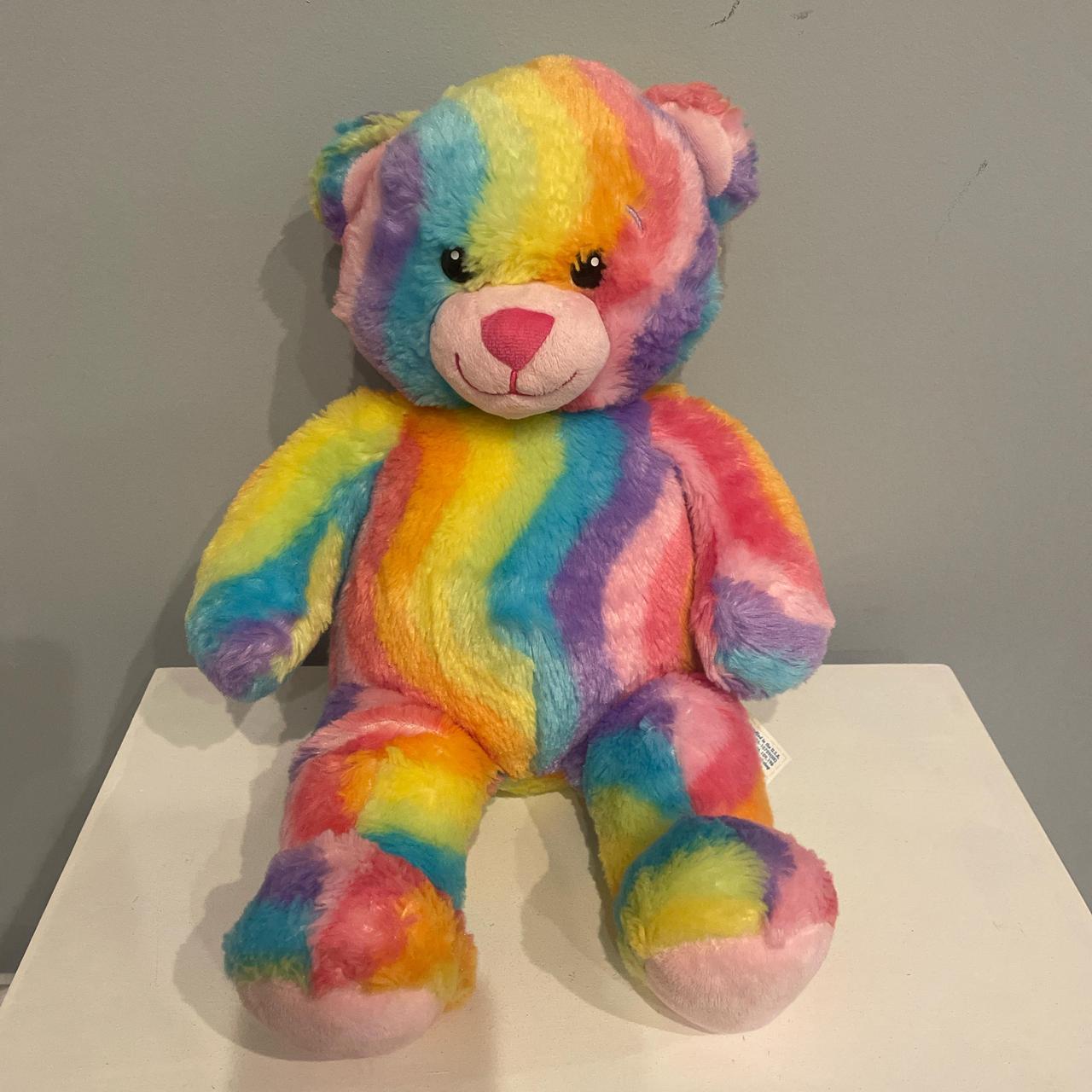 16 inch multi-coloured Build-A-Bear rainbow bear ... | Depop