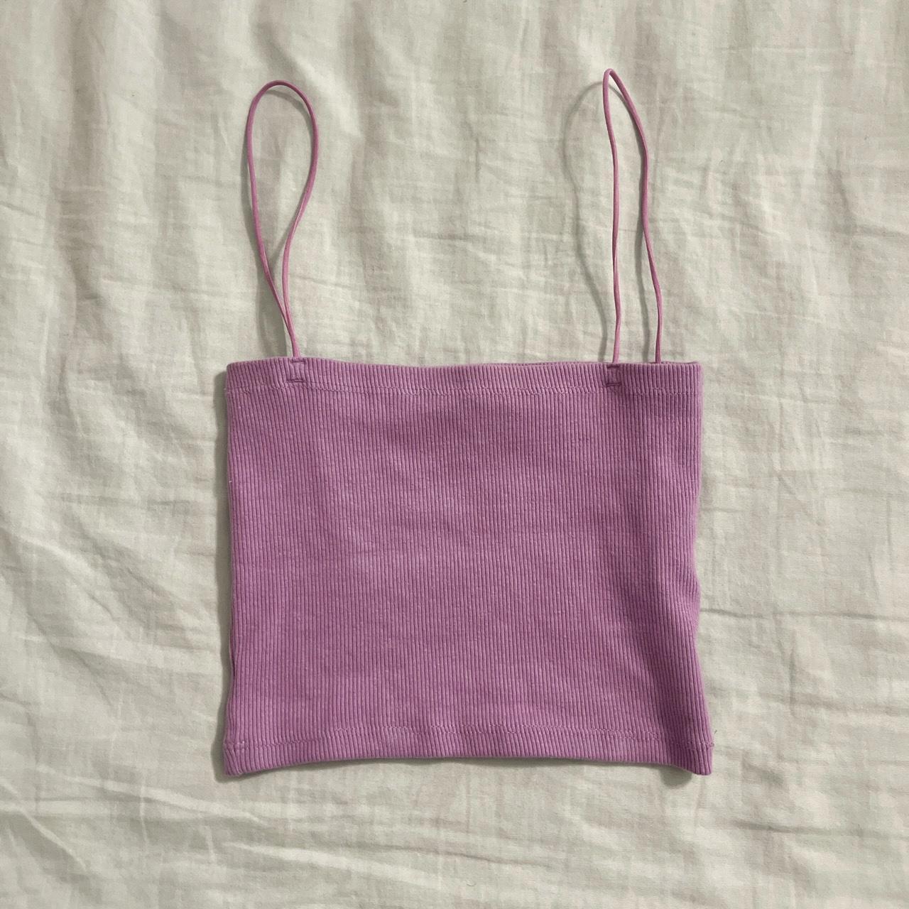 Zara pastel purple lilac spaghetti strap tank top.... - Depop