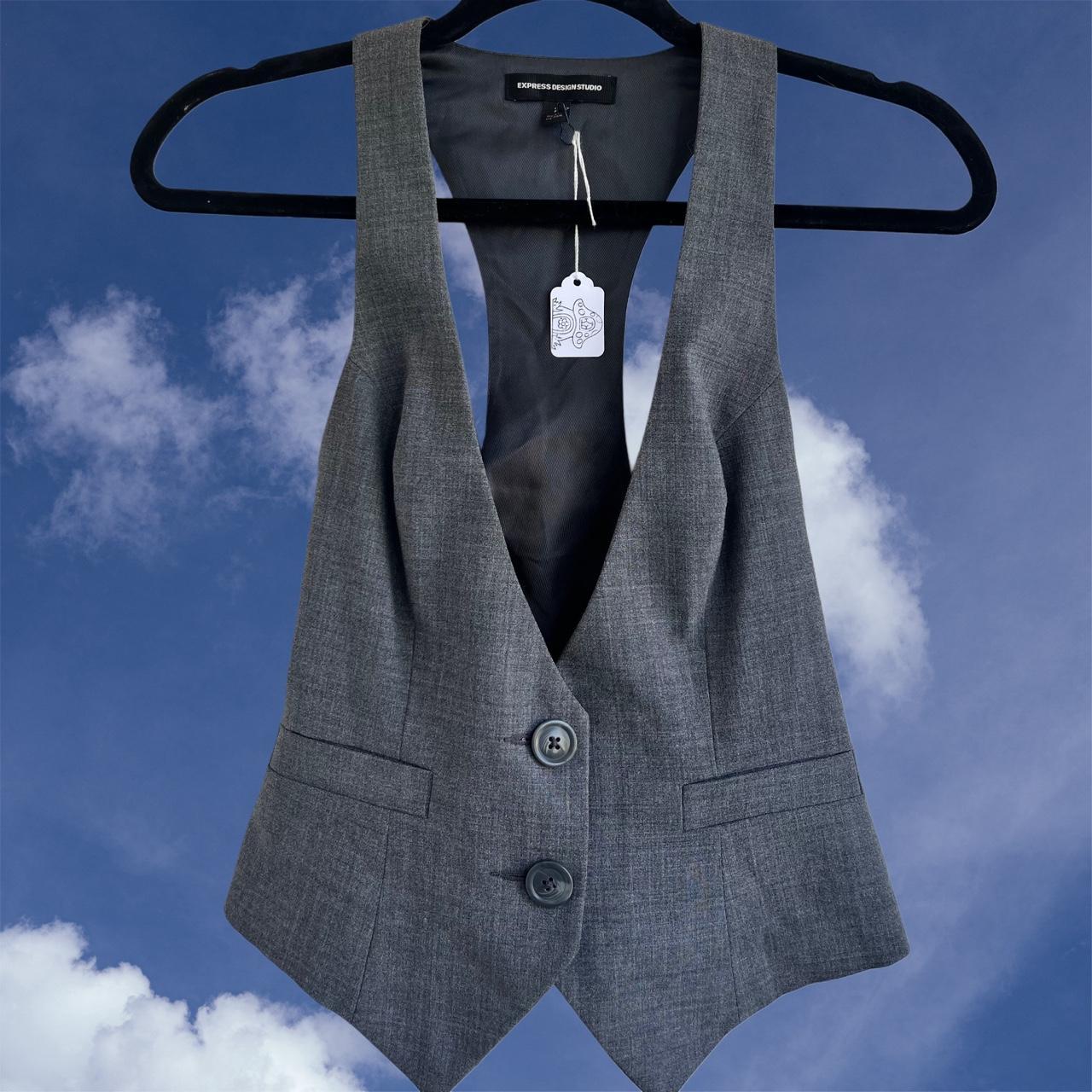 Y2K grey Express vest with adjustable strap in back,... - Depop